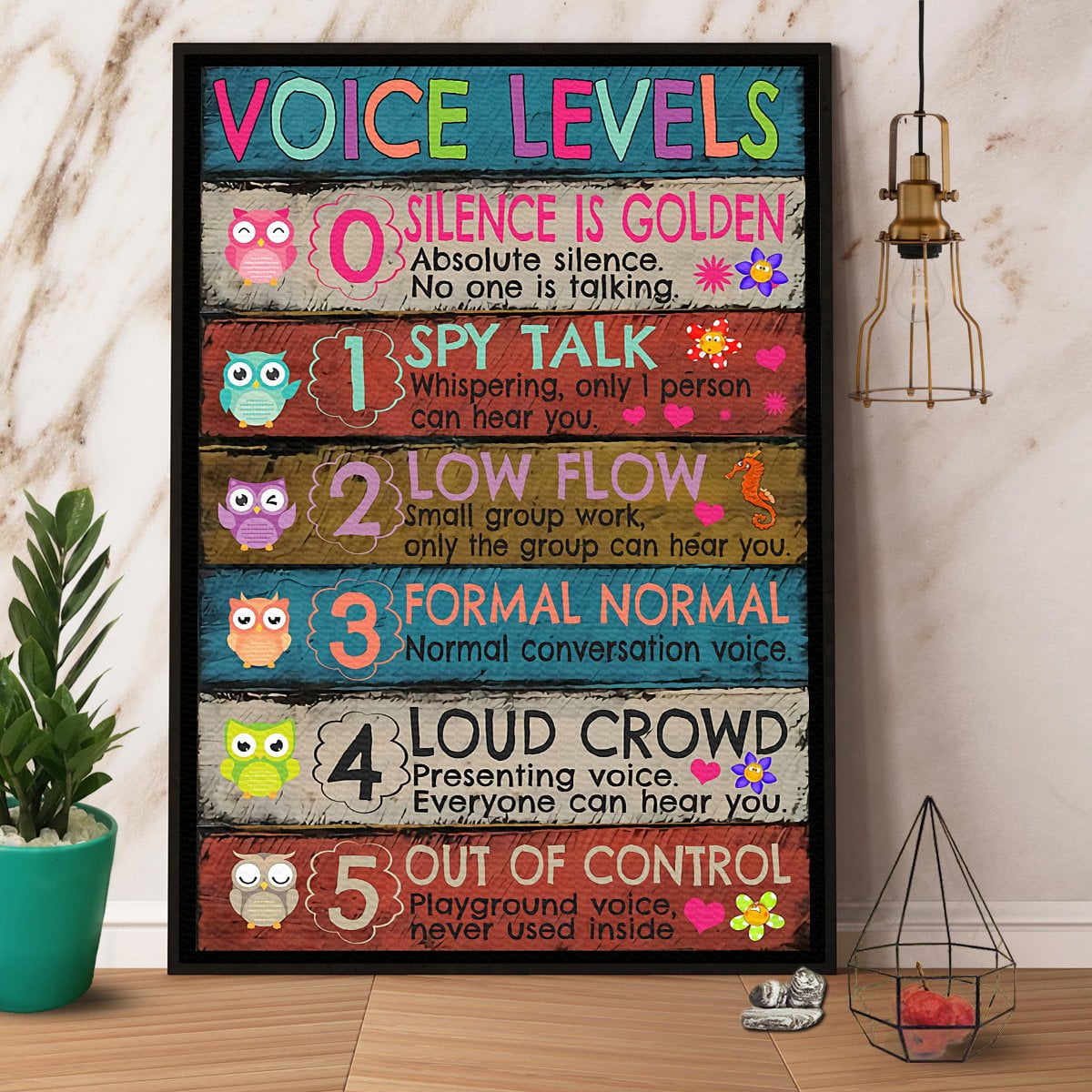 Owl Teacher Voice Levels Paper Poster No Frame Matte Wall Art Decor 11 ...