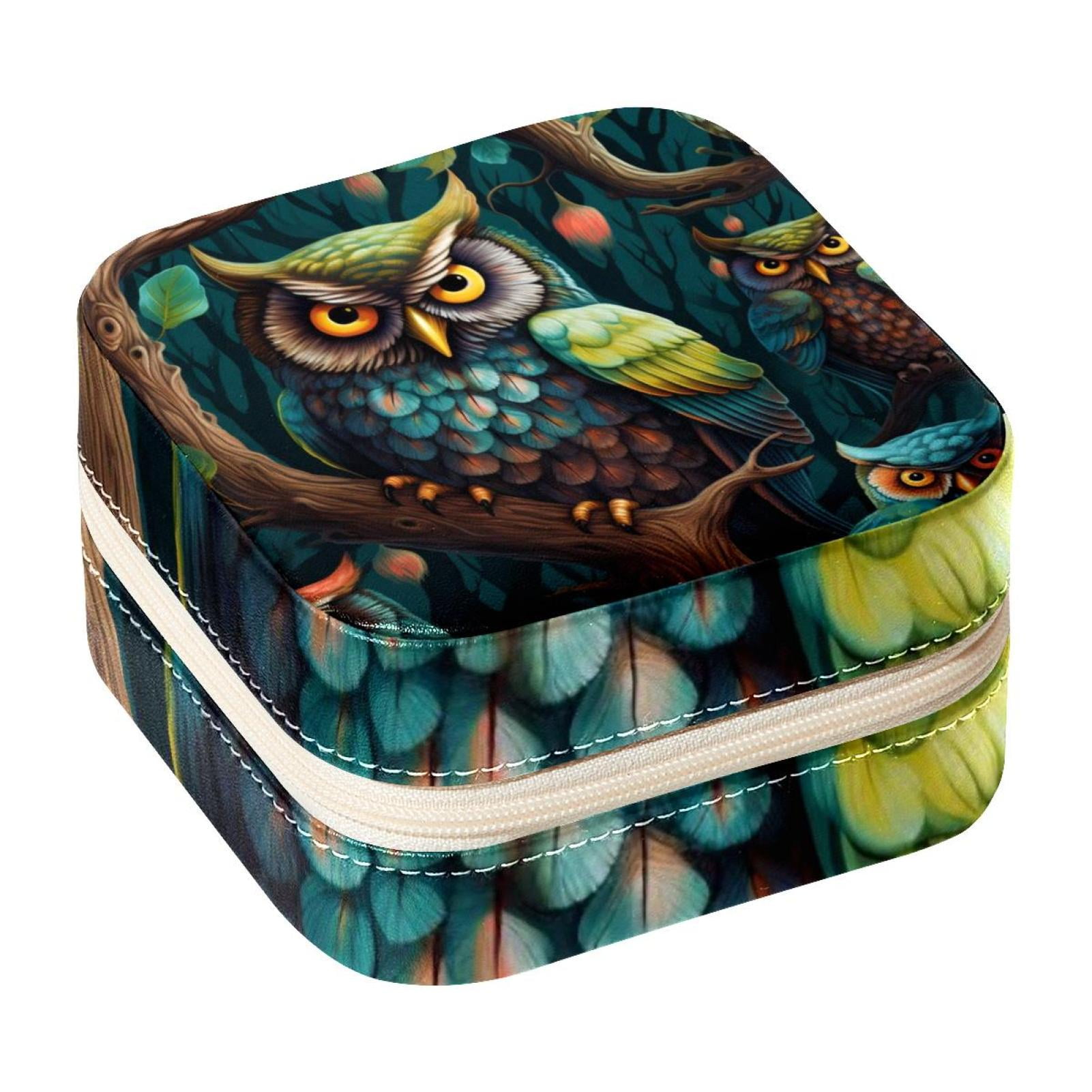 Owl Travel Portable Square Organizer Box: Earring Organizer & Jewelry ...