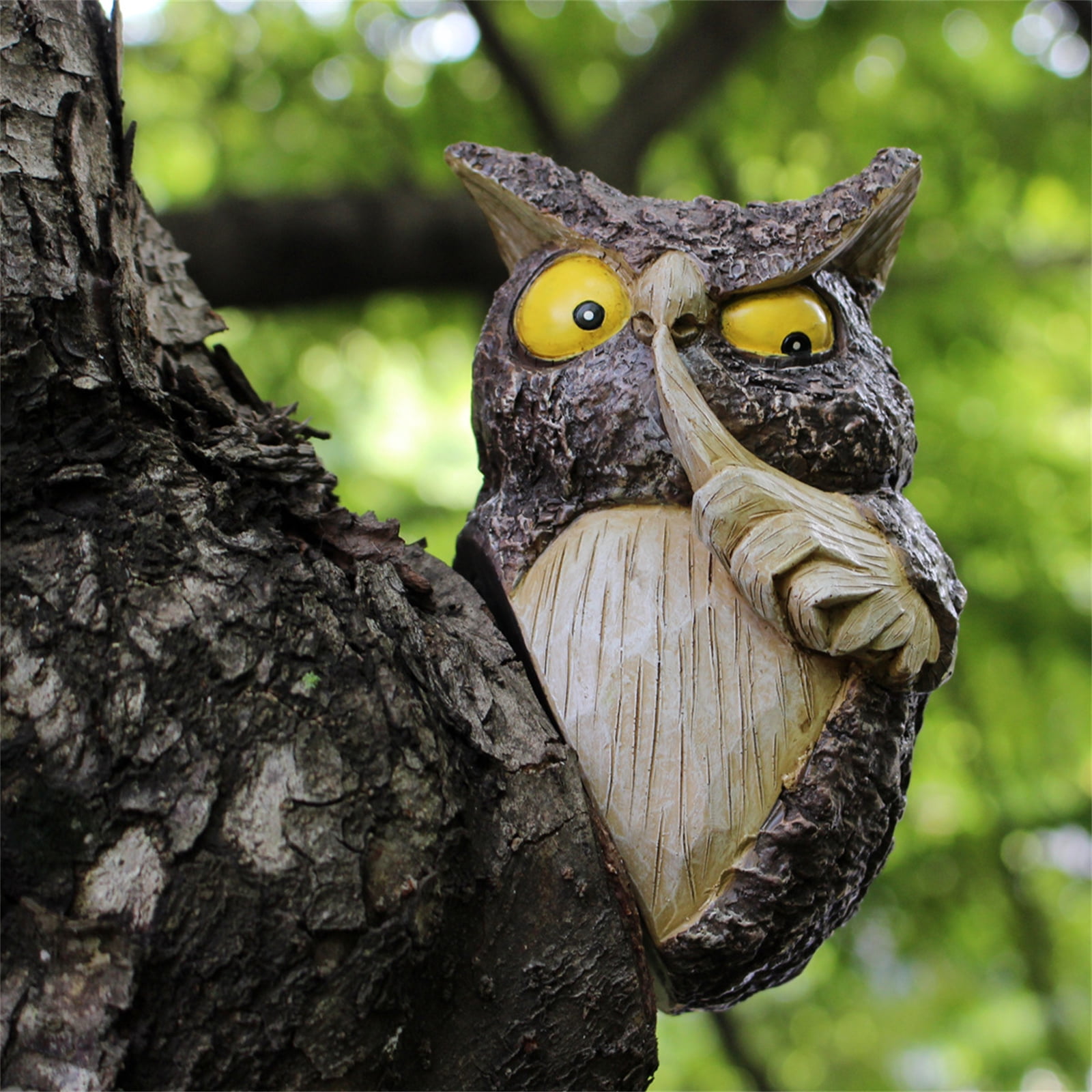 Owl Tree Hugger Sculpture,Silence is Golden Statues,Funny Birds Tree ...