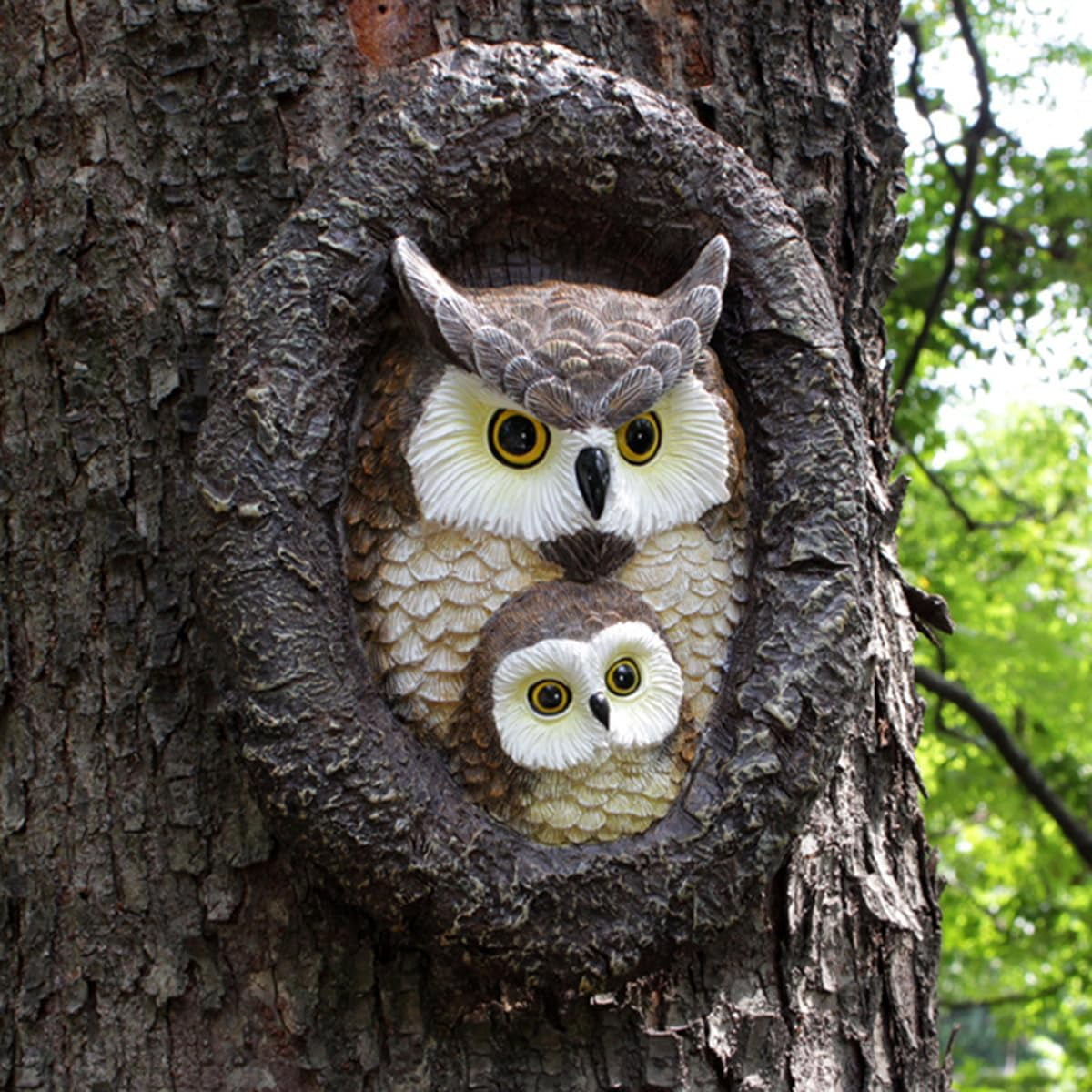 Owl Tree Hugger Whimsical Tree Sculpture Garden Statues Outdoor Tree ...