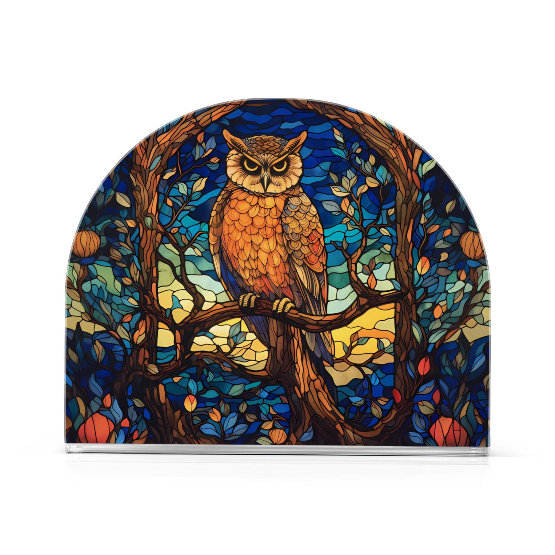Owl Trees Fruit Flowers Leaves Napkin Holder for Table Clear Napkin ...