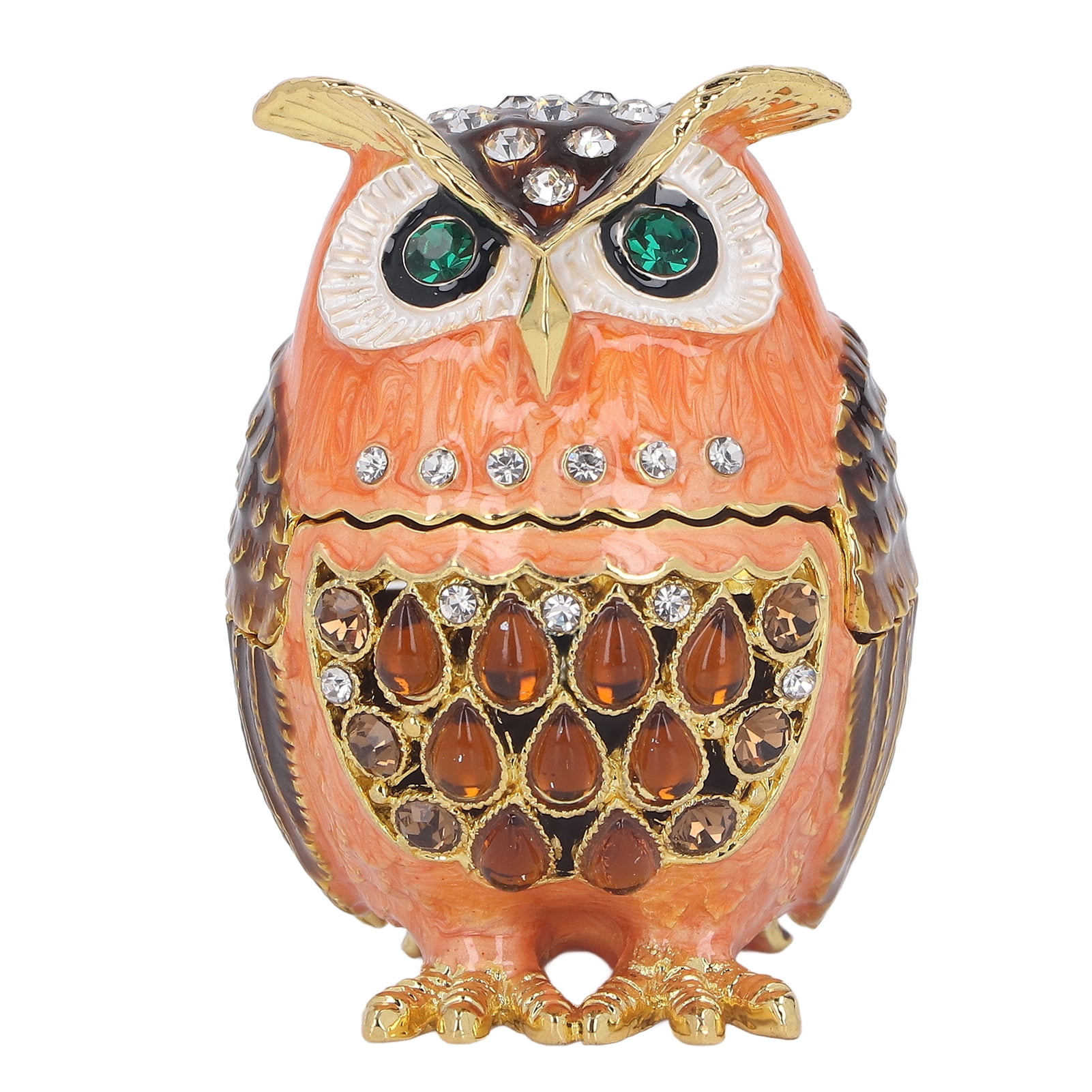 Owl Trinket Box Cute Appearance Brown Metal Jewelry Box for Dressing ...