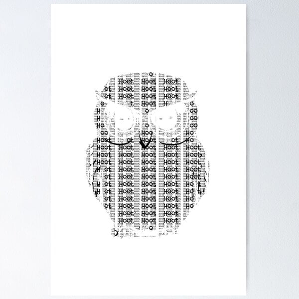 Owl Typography Hoot Hoot Poster Wall Art, Modern Wall Decor For Living ...