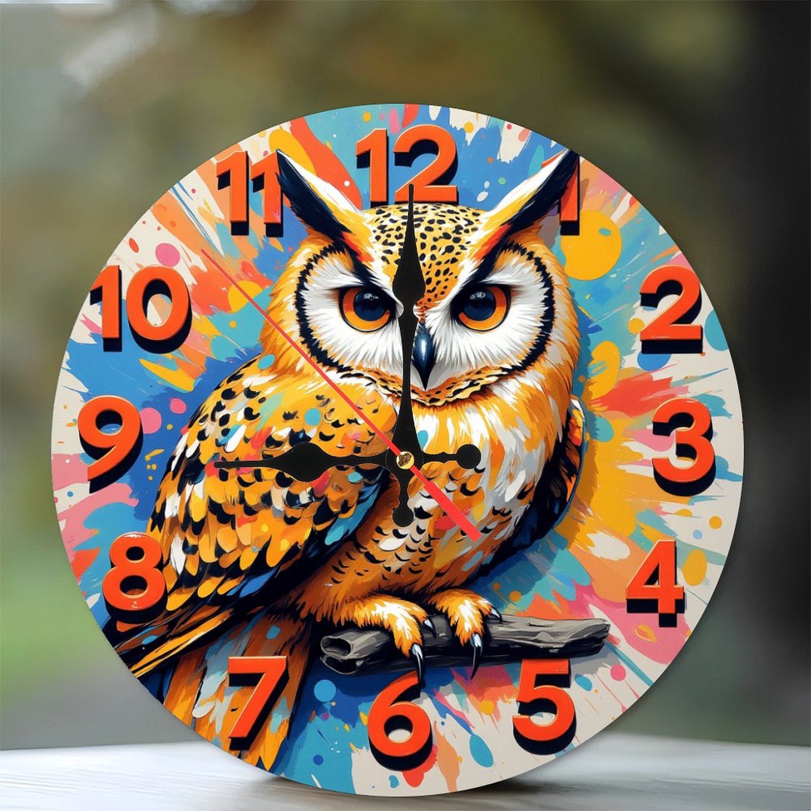 Owl Wall Art Clock 10-Inch Silent Wooden Wall Clock, Battery Operated ...