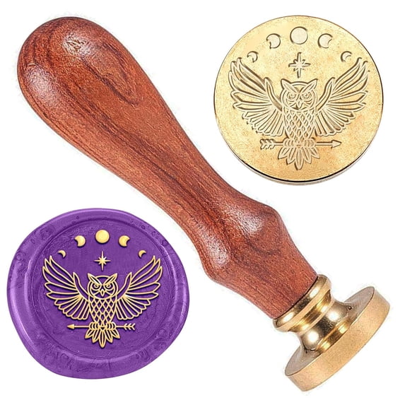 Owl Wax Sealing Stamp Retro Moon Phases Wax Stamp 1" Removable Brass ...