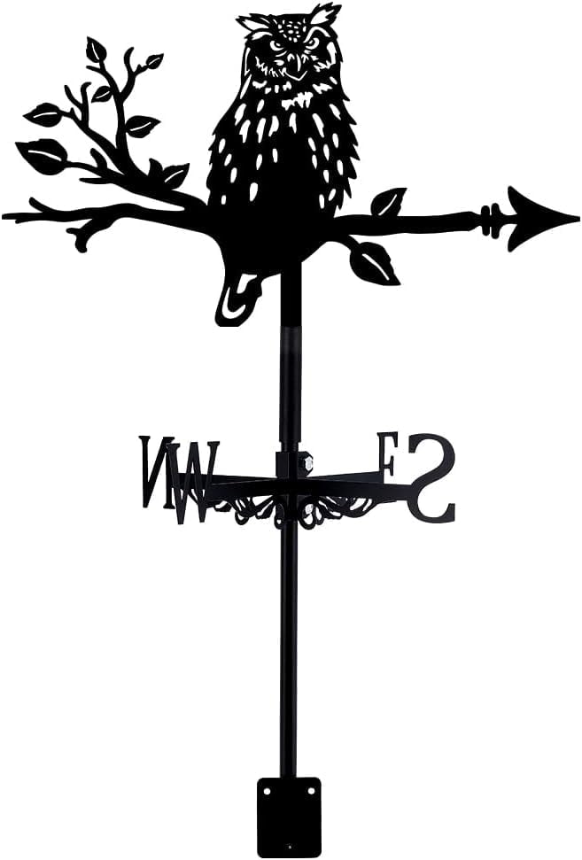 Owl Weathervane Wrought Iron Wind Vane Owl on Branch Animal Metal ...