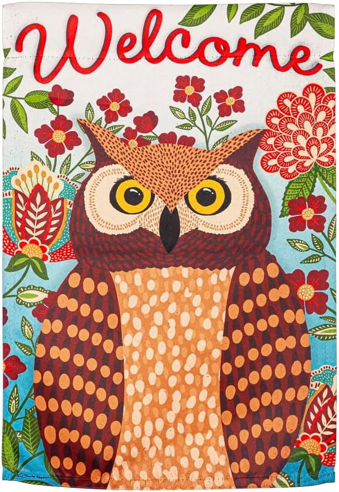 Owl Welcome Garden Suede Flag, Welcome Fall Garden Flags Double Sided ...