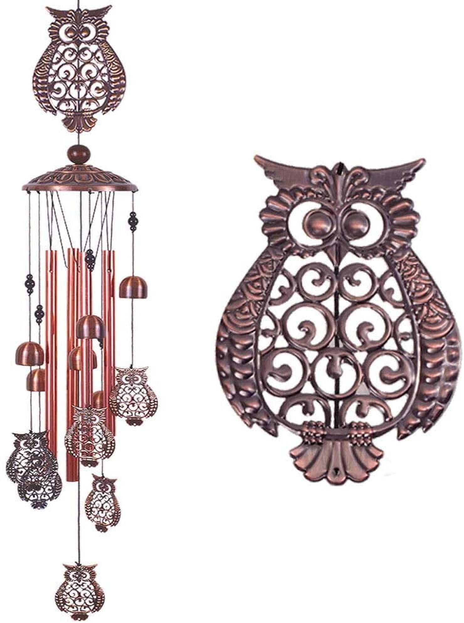 Owl Wind Chimes Outdoor Indoor Decor -With 4 Aluminum Tubes 6 Bells 7 ...