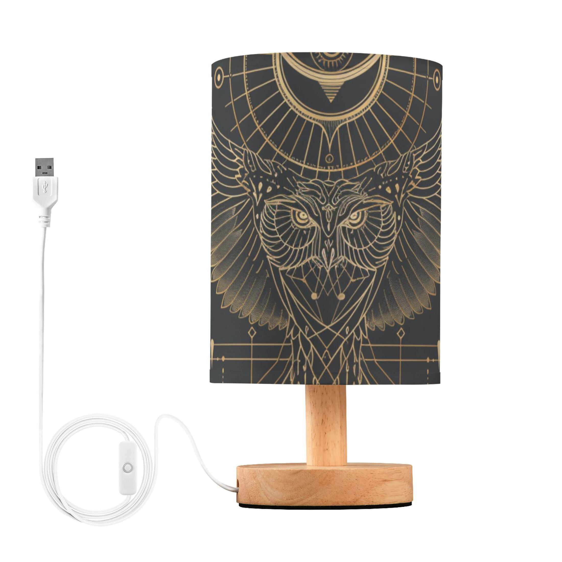 Owl Wings Spread Table Lamp for Desk Nightstand Lamp with USB Modern ...