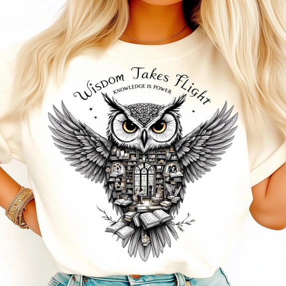 Owl Wisdom Shirt, Magical Learning Owl Tee, Book Lover Shirt ...