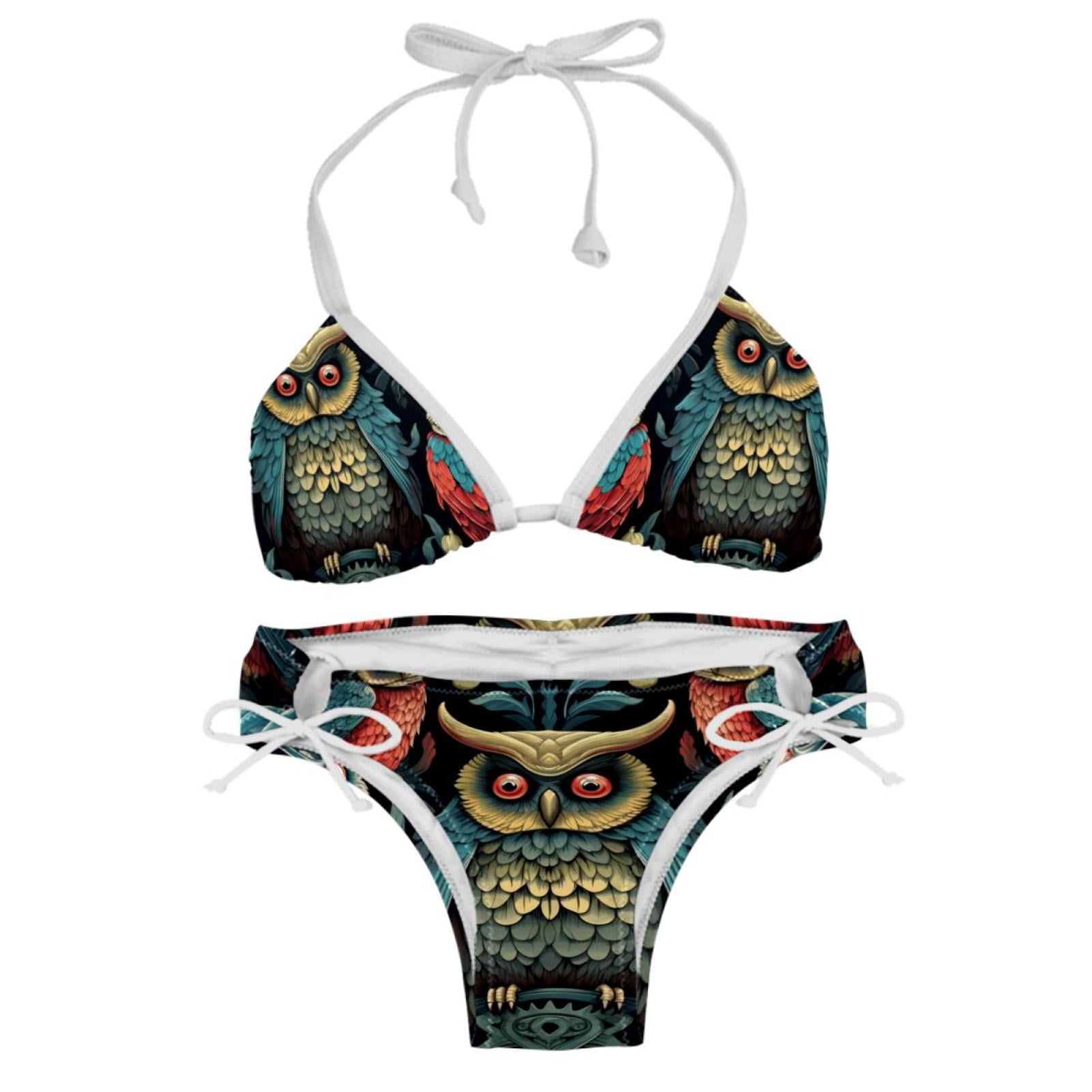 Owl Women's Swimsuit Bikini Set, Detachable Sponge, Adjustable Strap ...