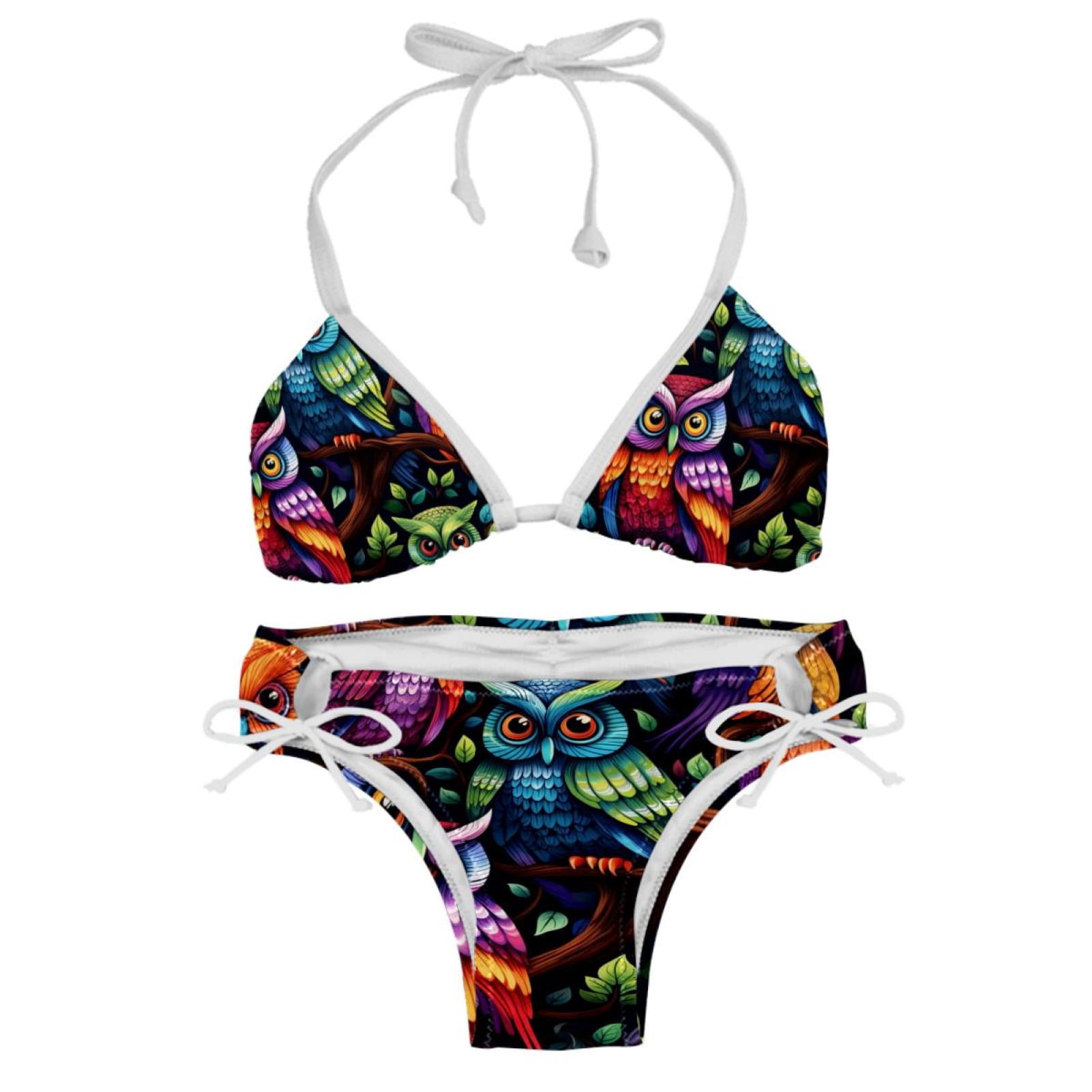 Owl Women's Swimsuit Bikini Set with Detachable Sponge, Adjustable Strap, Two-Pack - Ideal for ...