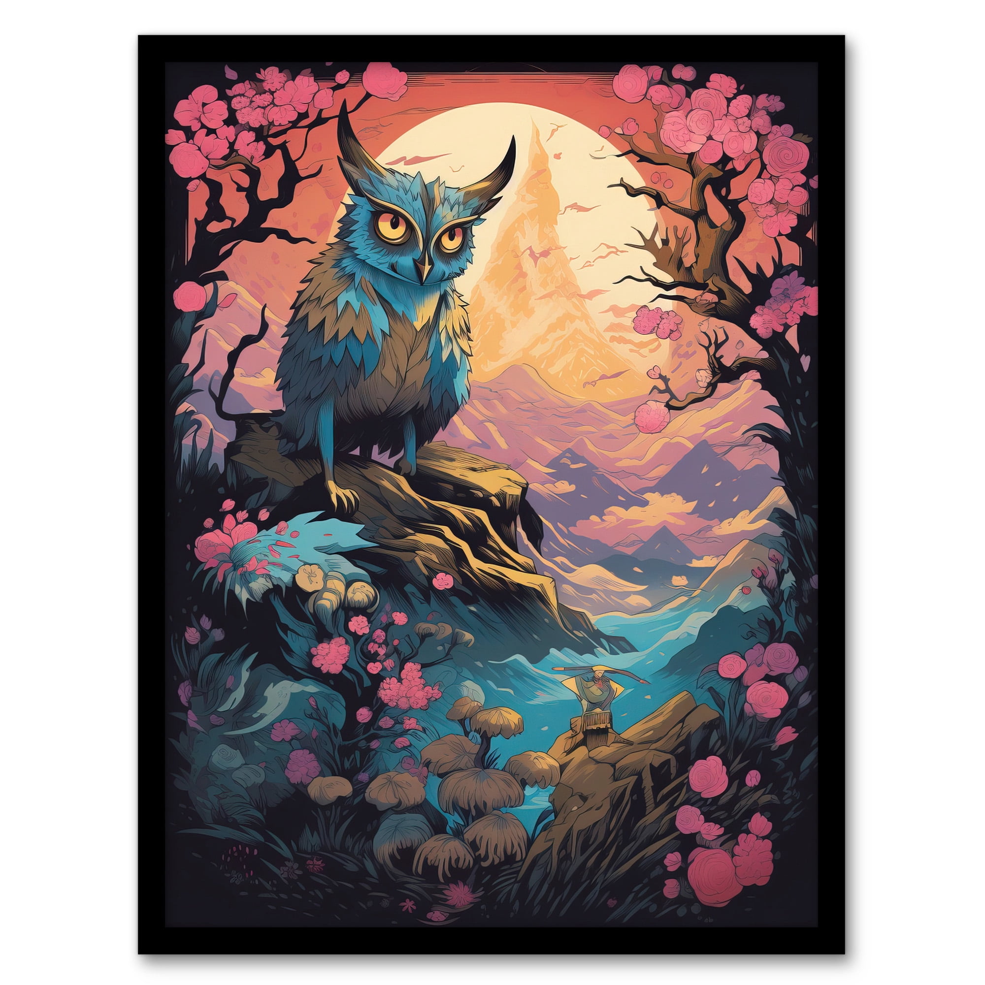 Owl Yokai Concept Art Painting Mythical Folklore Creature Standing ...