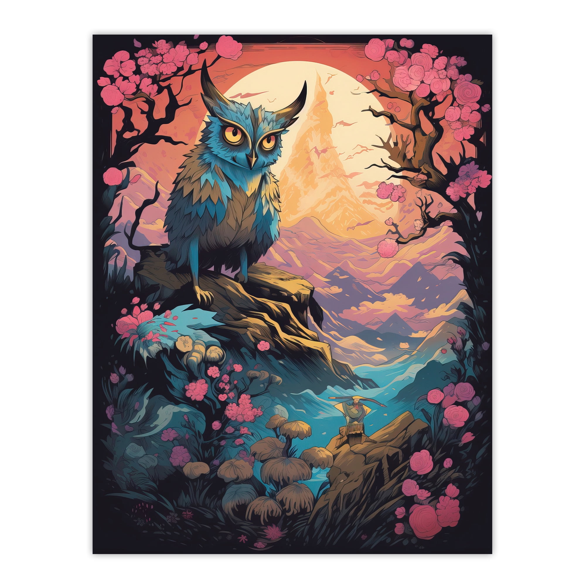 Owl Yokai Concept Art Painting Mythical Folklore Creature Standing ...