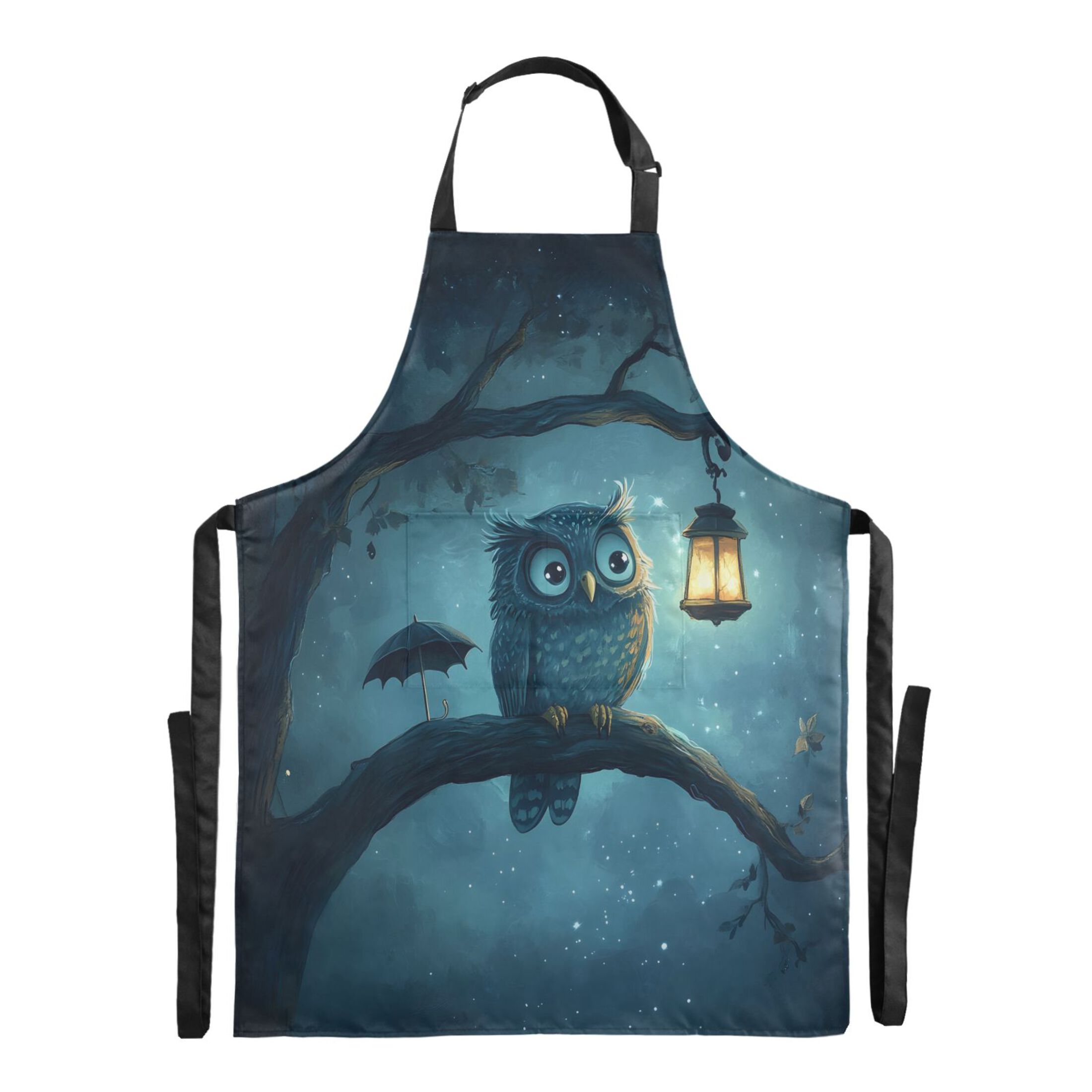 Owl and Lamp Long Apron for Cooking Water Resistant Adjustable Bib with ...