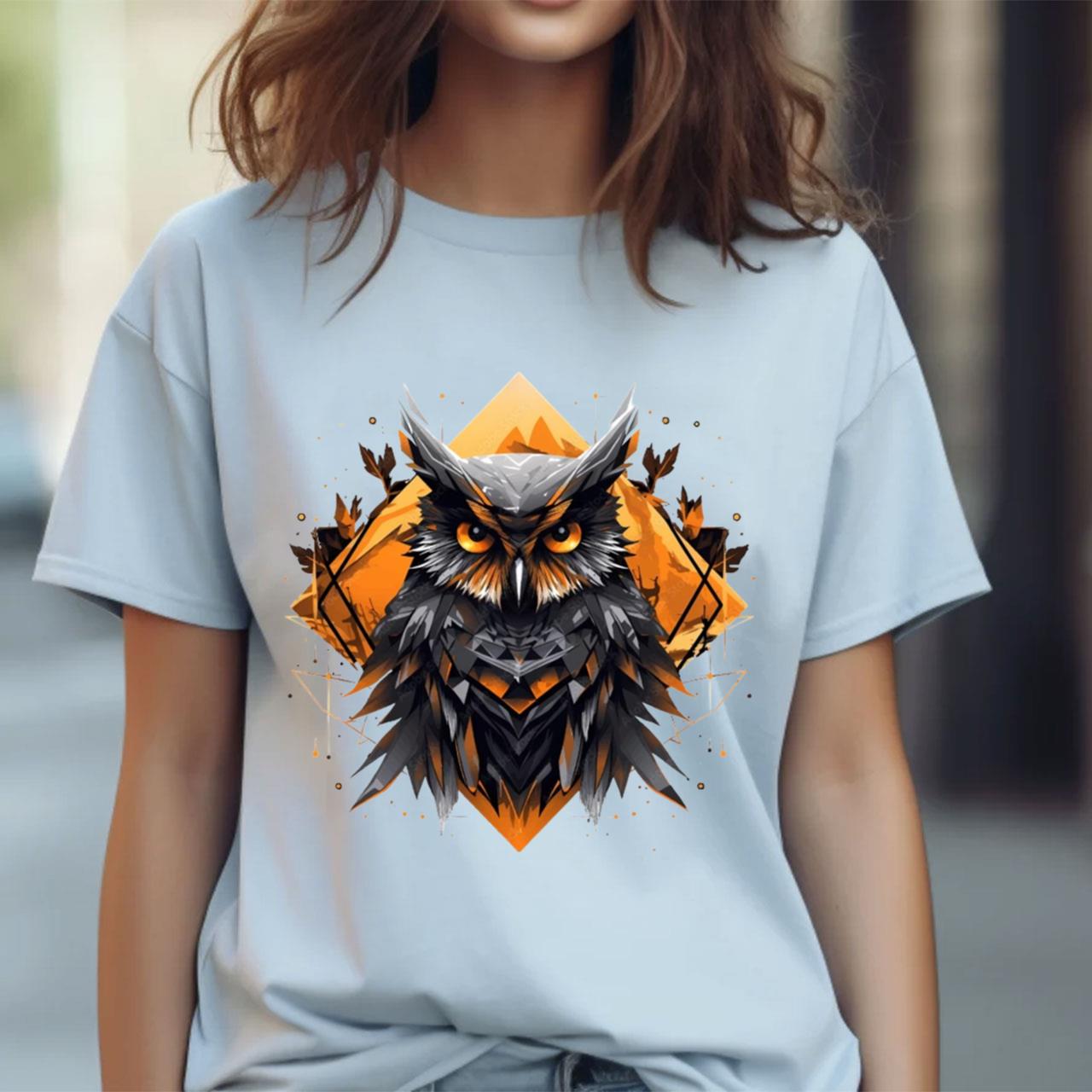 Owl from geometric shapes on transparent background, t-shirt design or ...