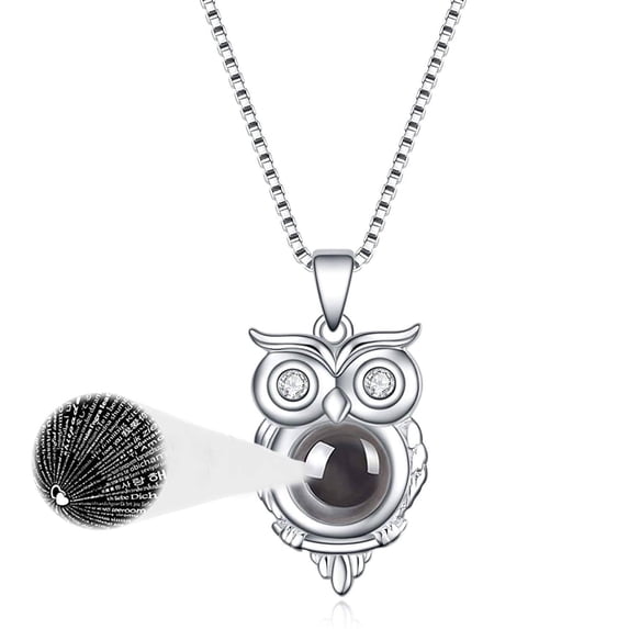 Owl necklace 925 Sterling Silver Owl Pendant I Love You 100 Languages ...