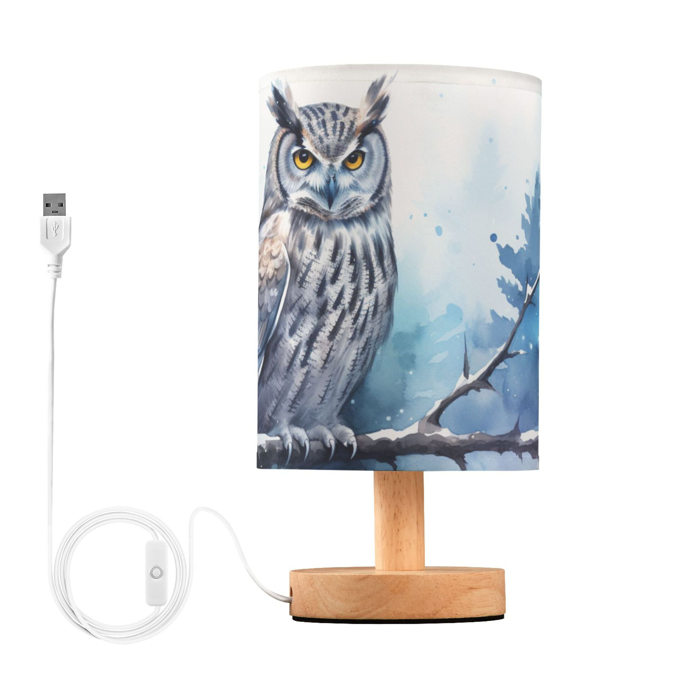 Owl on Tree Bedside Table Lamp LED Warm Lights with USB Charging Port ...