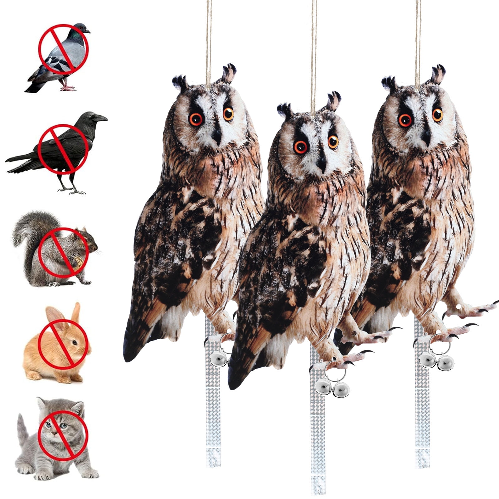 Owl to Keep Birds Away Bird Scarers Fake Owl Bird Reflective Devices to ...