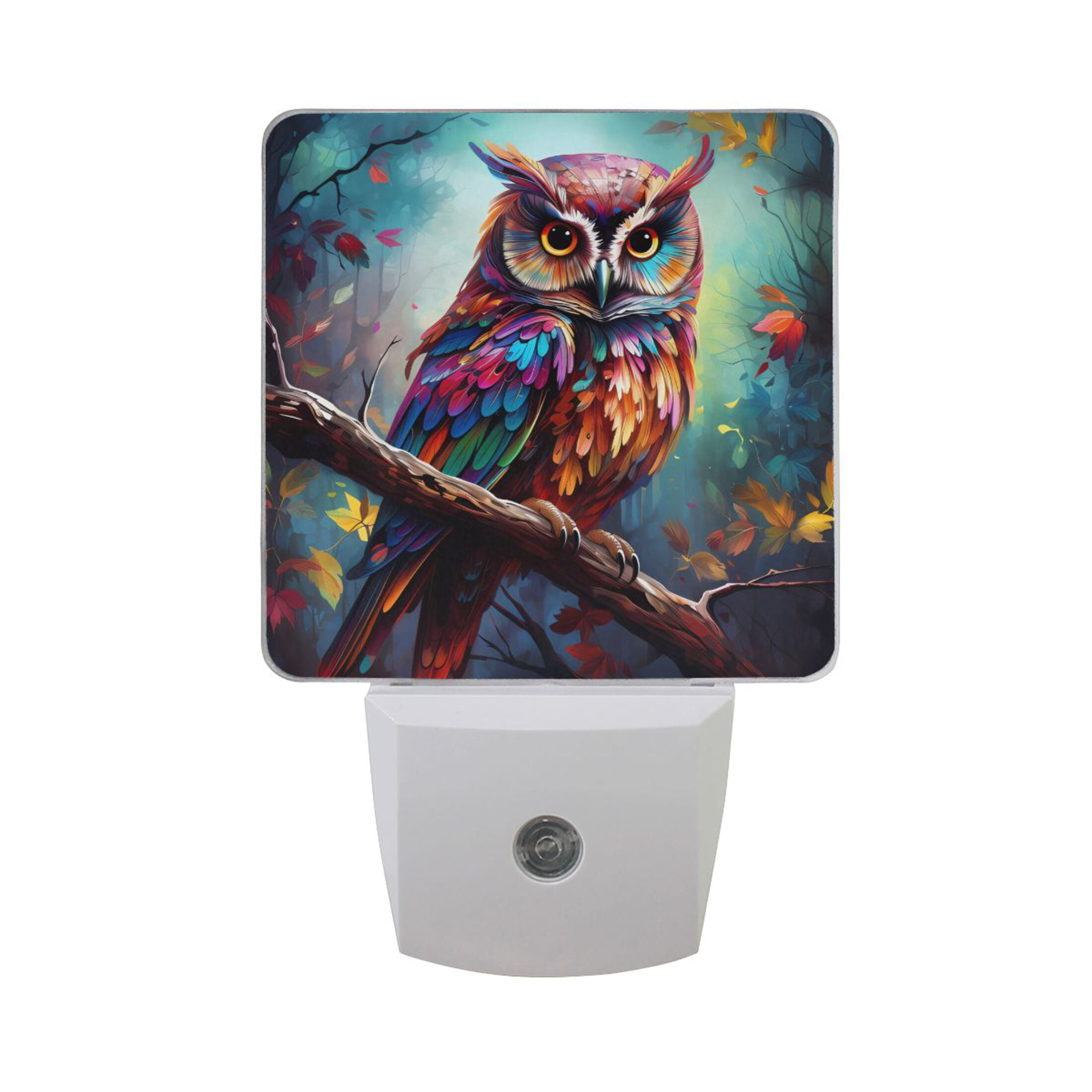 Owl with Leaves Night Light LED Dusk to Dawn Auto Sensor Night Lamp ...