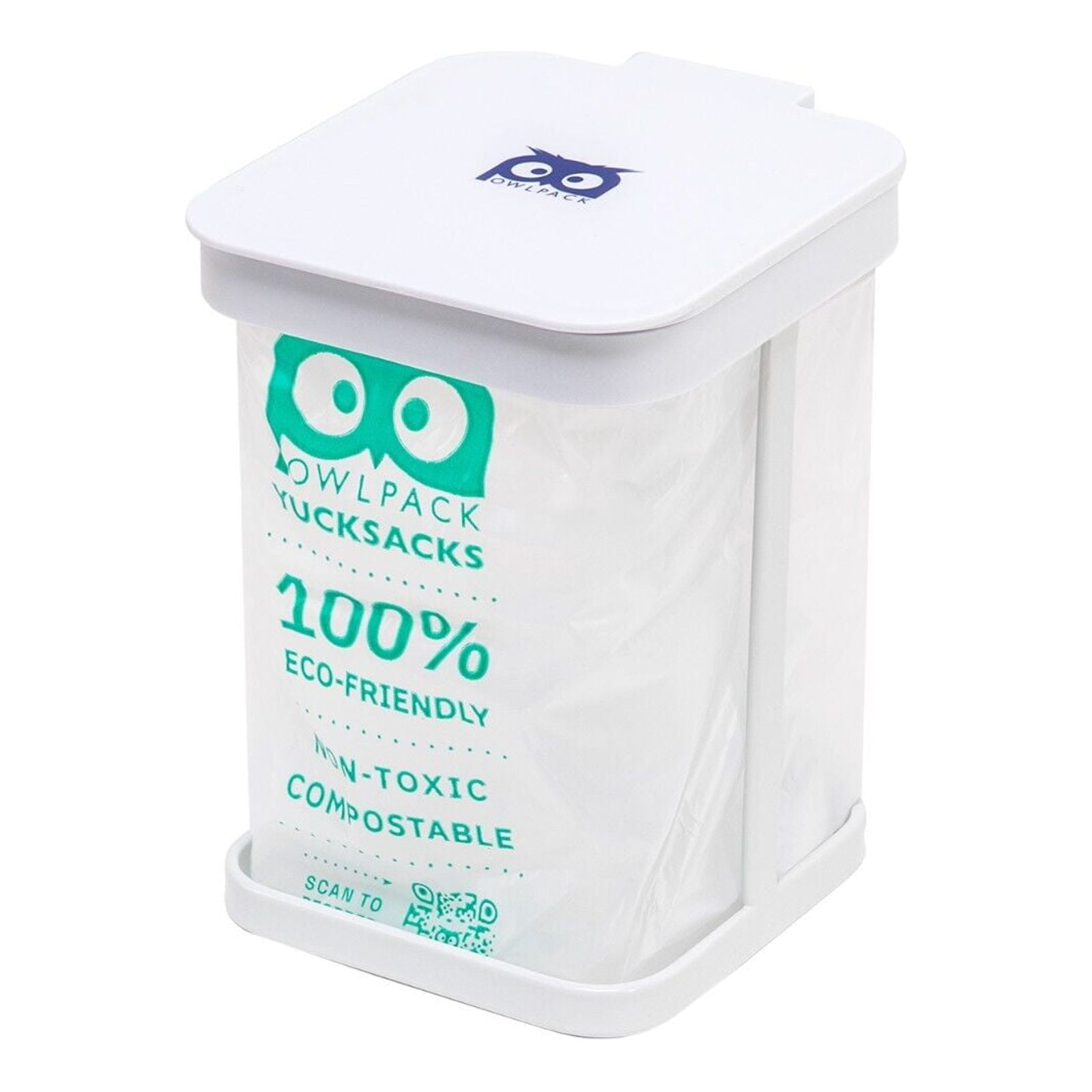 Owlpack Countertop Compostable Yucksacks Bag Starter Kit (0.5 gal Small + White Yucksack Holder ...