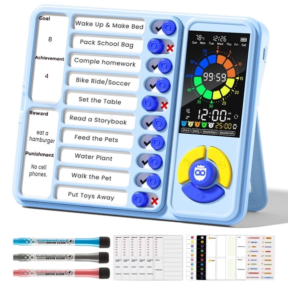 Owlprince Digital Visual Timer & Chore Chart, ADHD Cleaning Planner ...