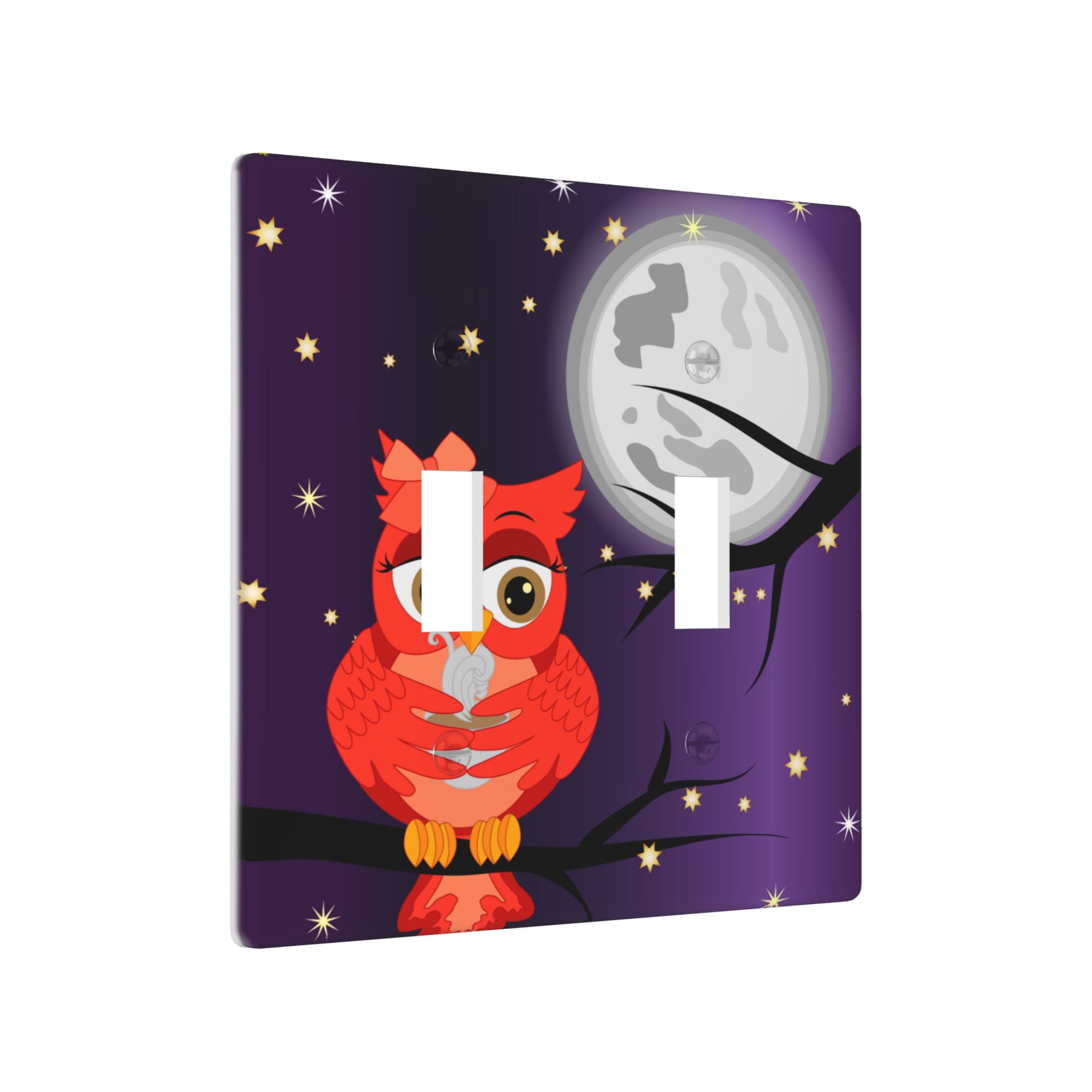 Owls And Clouds Vector Illustration Double Toggle Light Switch Plate ...