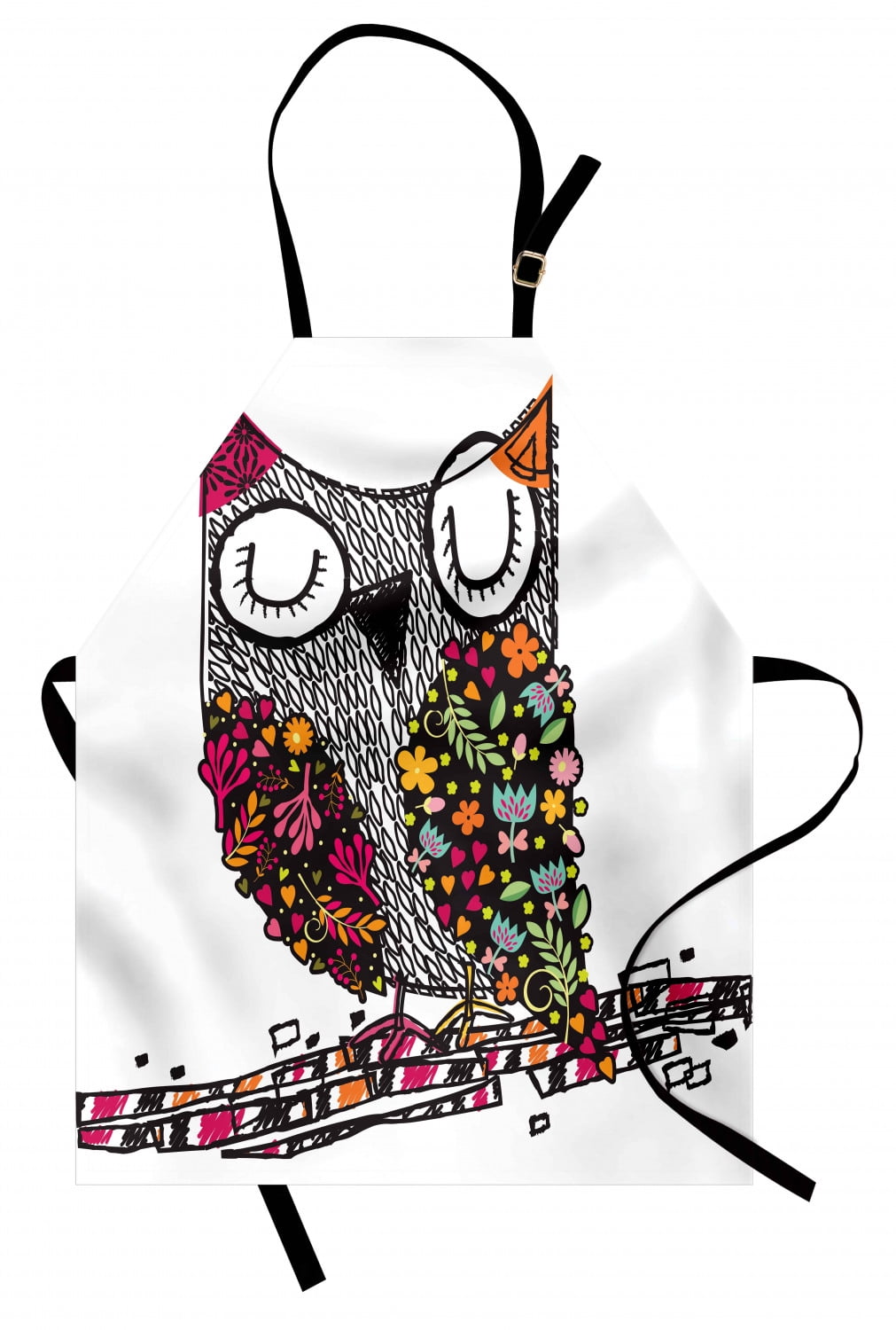 Owls Apron Owl Shaped by Geometric Floral Blooms Plants Patterns ...
