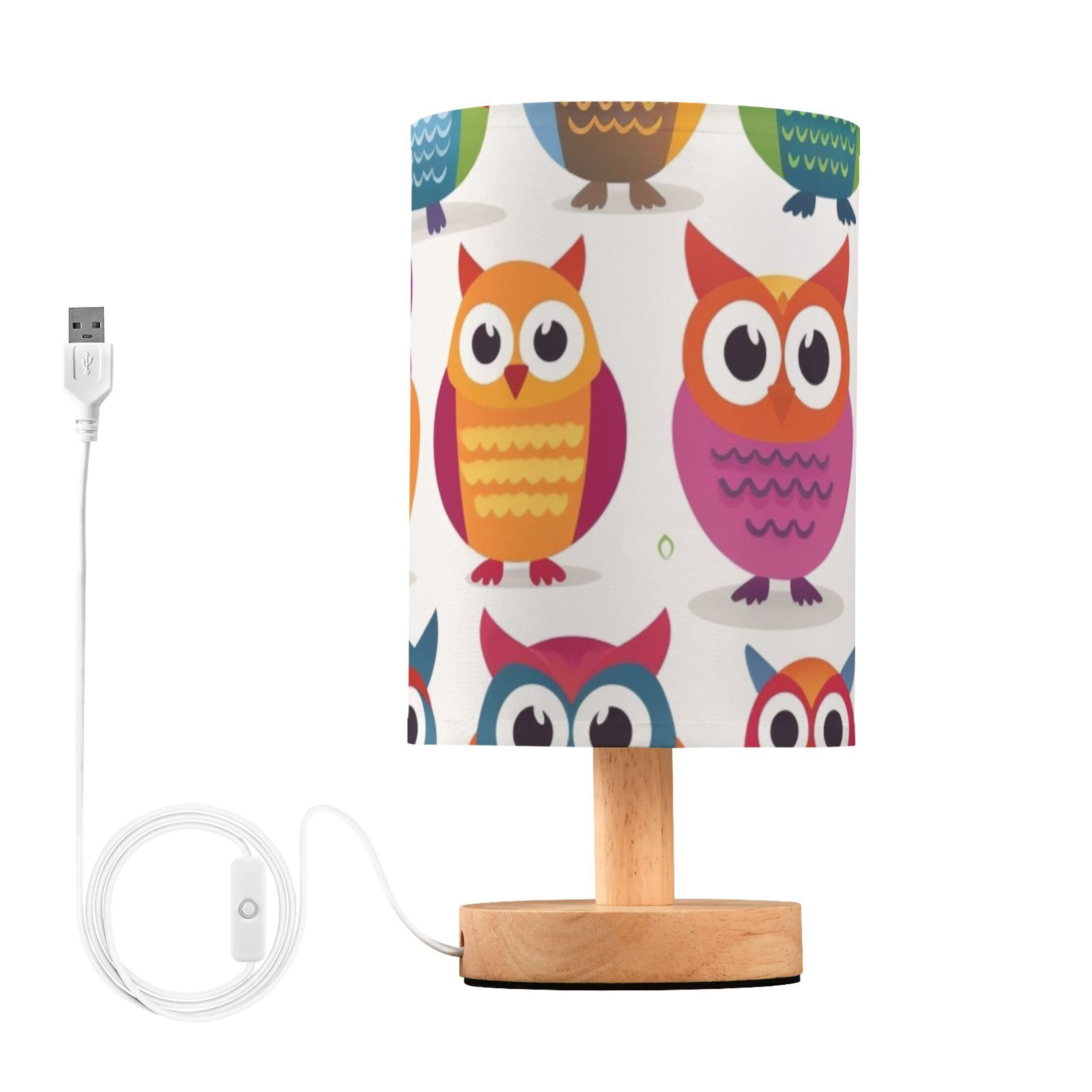 Owls Bedside Table Lamp LED Warm Lights with USB Charging Port Retro ...