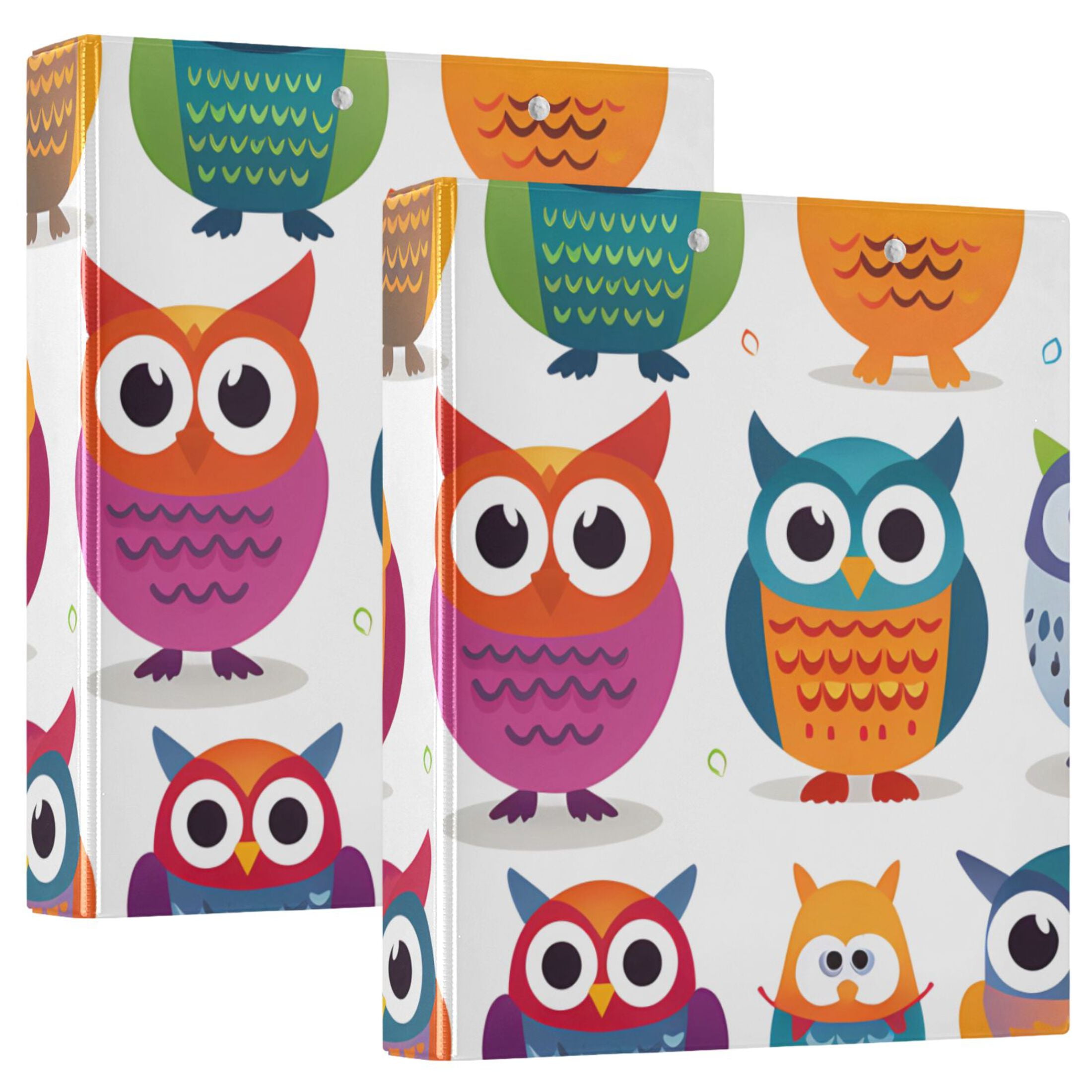Owls Cartoon 3 Ring Binders 1.5 inch Hardcover File Folders with ...