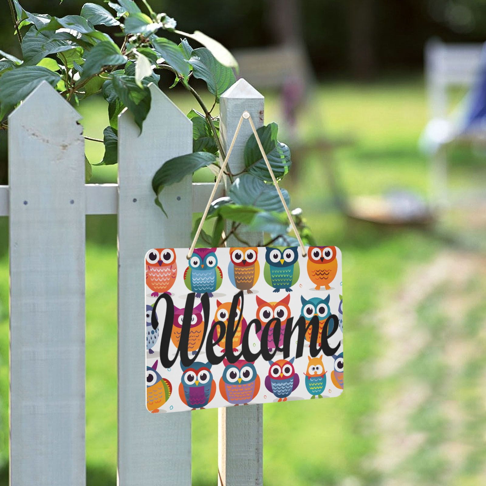 Owls Cartoon Welcome Sign for Front Door Porch Wreath Door Sign Home ...
