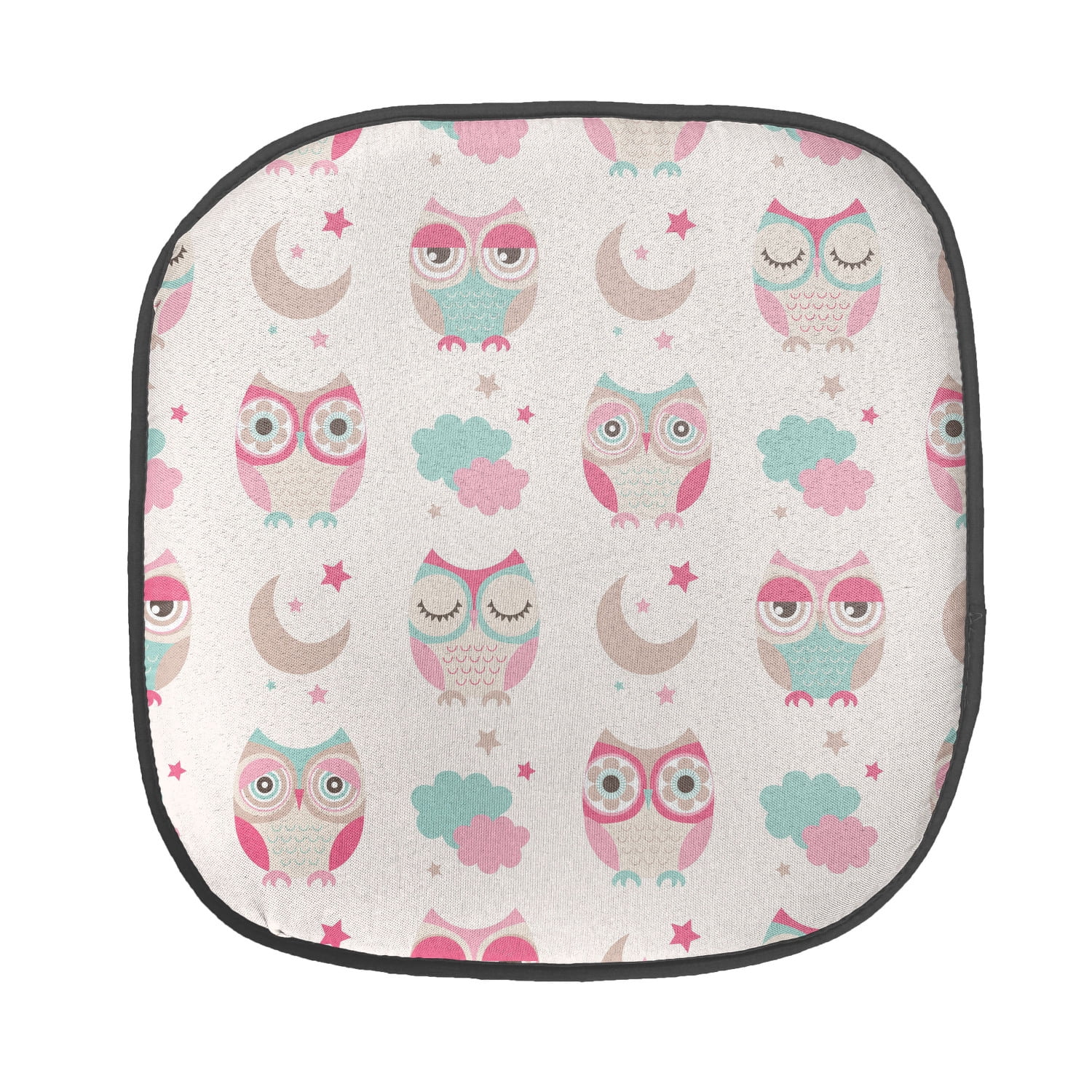 Owls Chair Seating Cushion, Owls Stars Moon Patterns in Feminine Soft ...