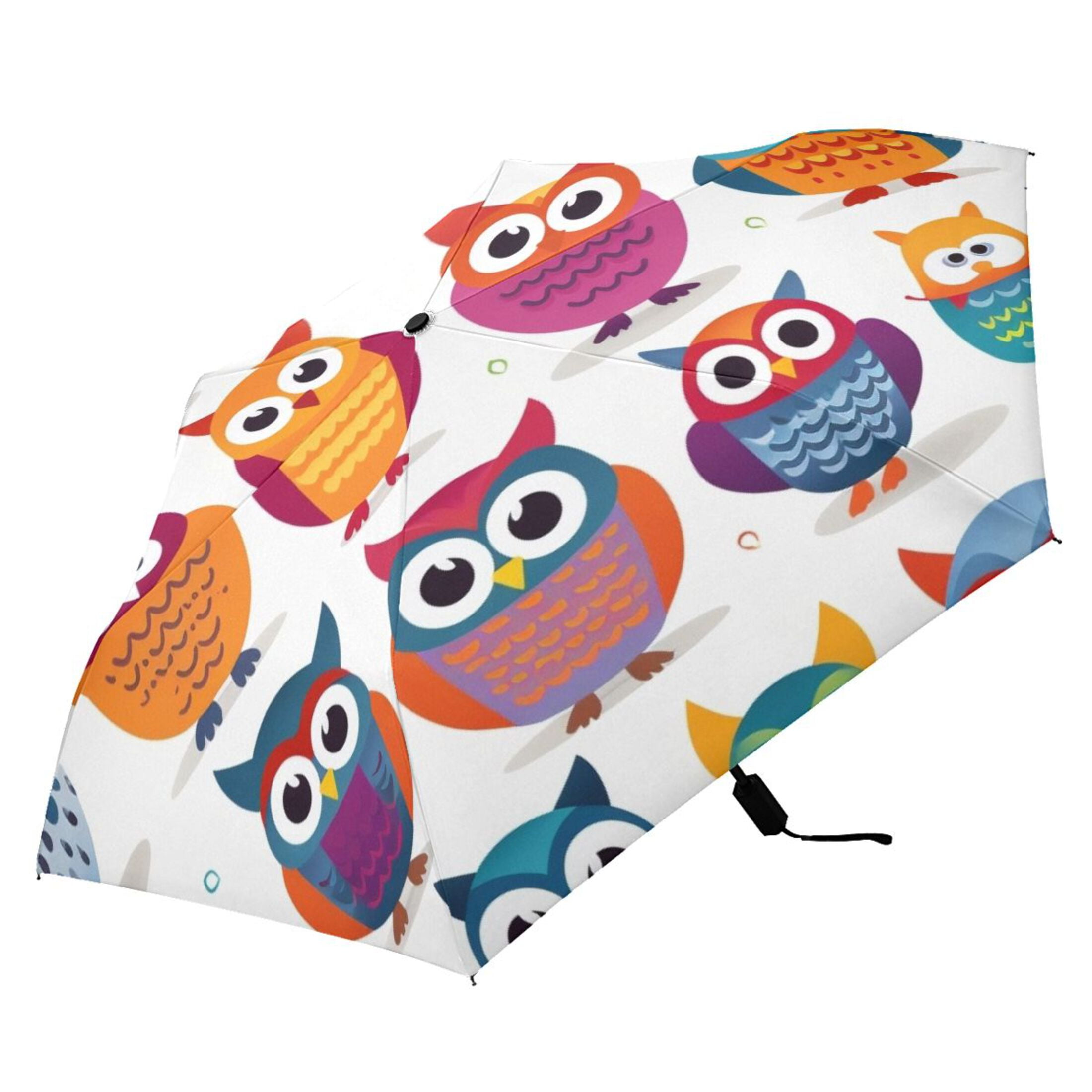 Owls Compact Folding Umbrella for Rain Windproof Travel Umbrella UPF 50 ...