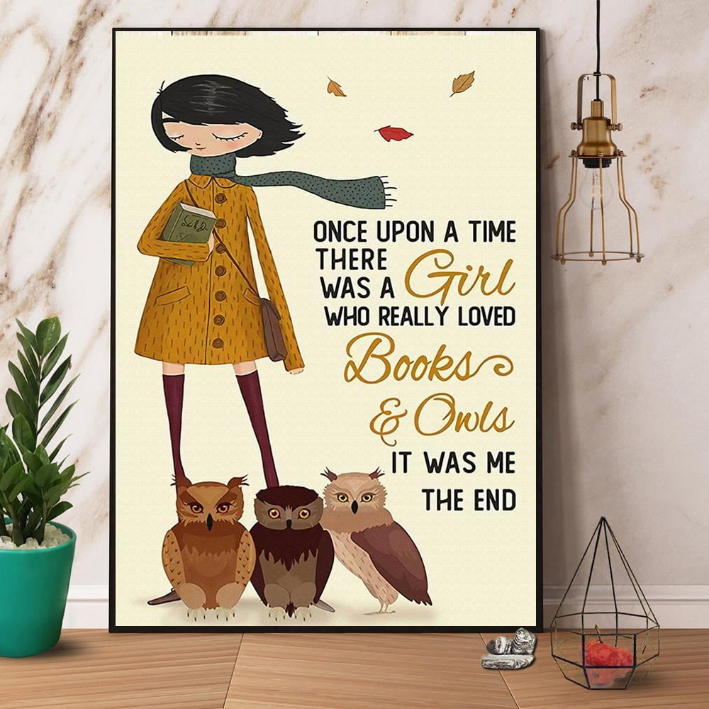 Owls & Girl There Was A Girl Who Really Loved Books & Owls Paper Poster ...