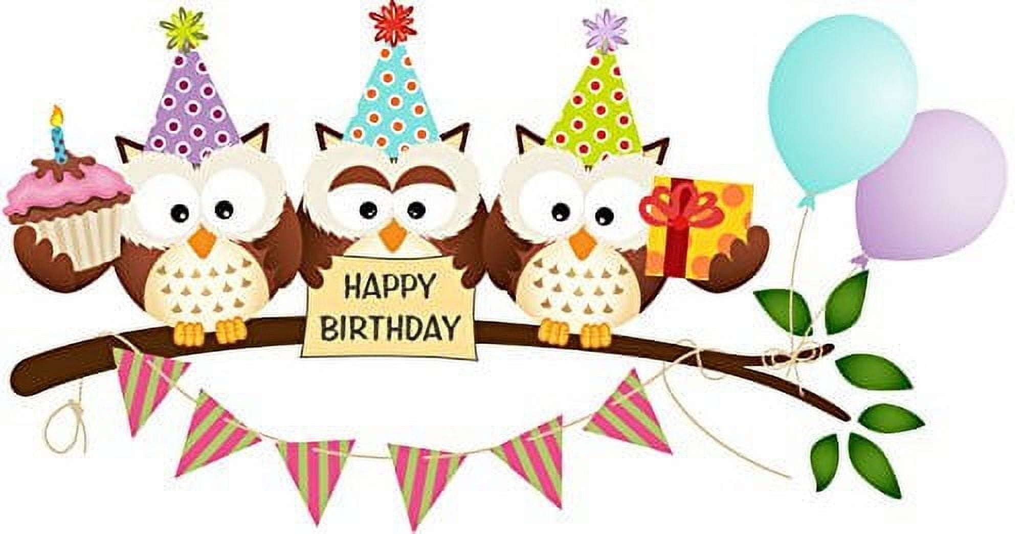 Owls Happy Birthday Edible Cake Image Topper 8 Inch Round - Walmart.com