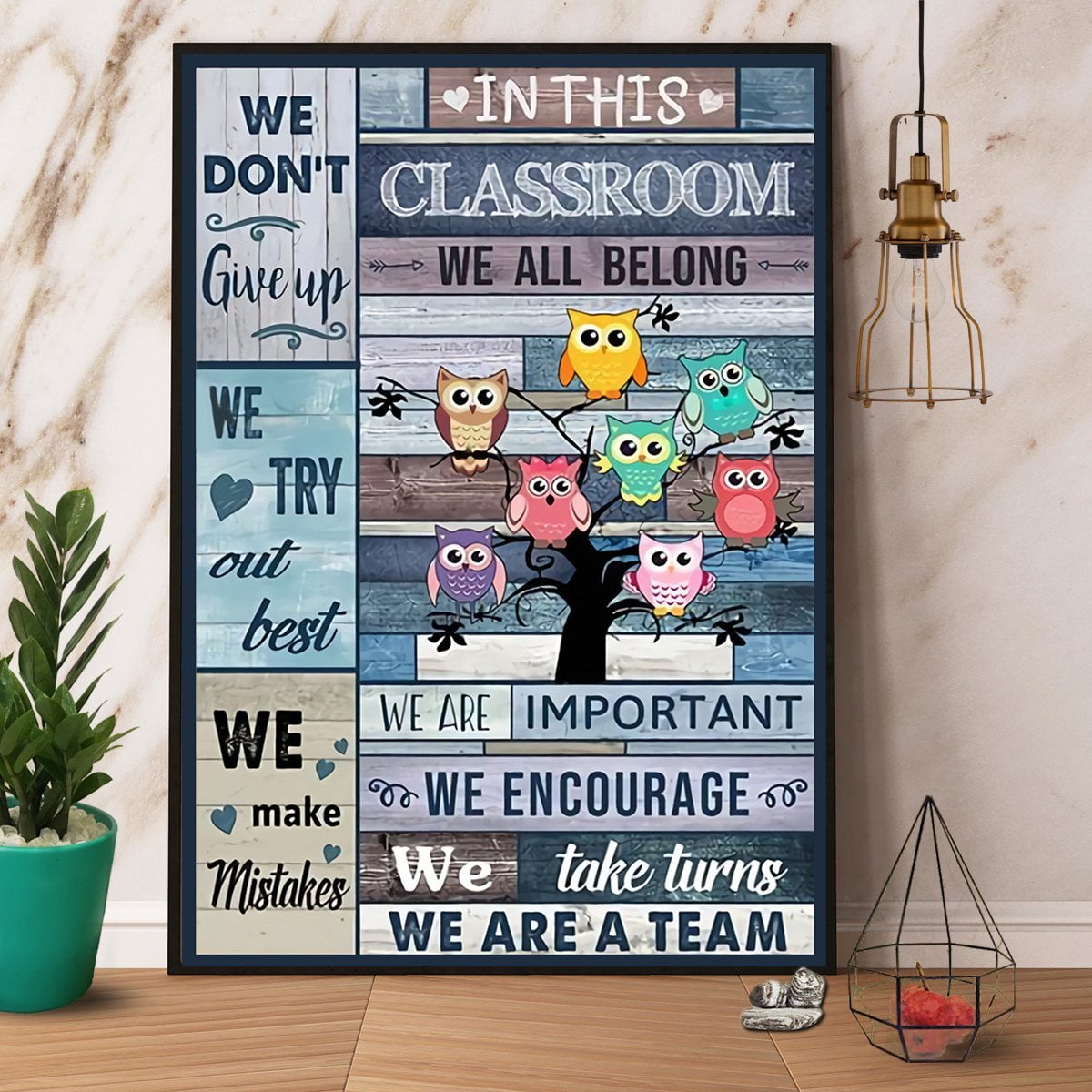 Owls In This Classroom We All Belong We Are A Team Vertical Paper ...