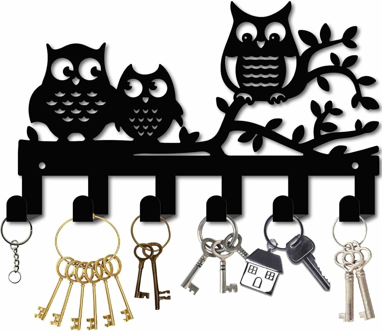 Owls Key Holder Wall Mount Branch Key Hangers Hooks Metal Keys Hanger ...