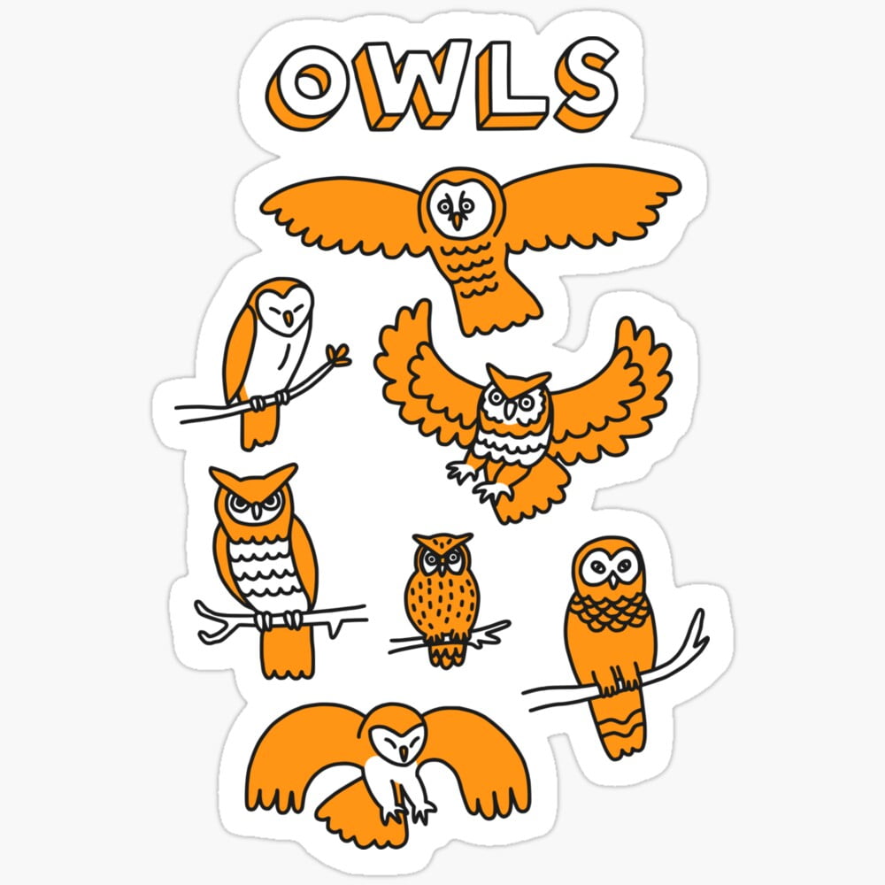 Owls Sticker Phone Decal Water Bottle Stickers Car Decals, Laptop ...
