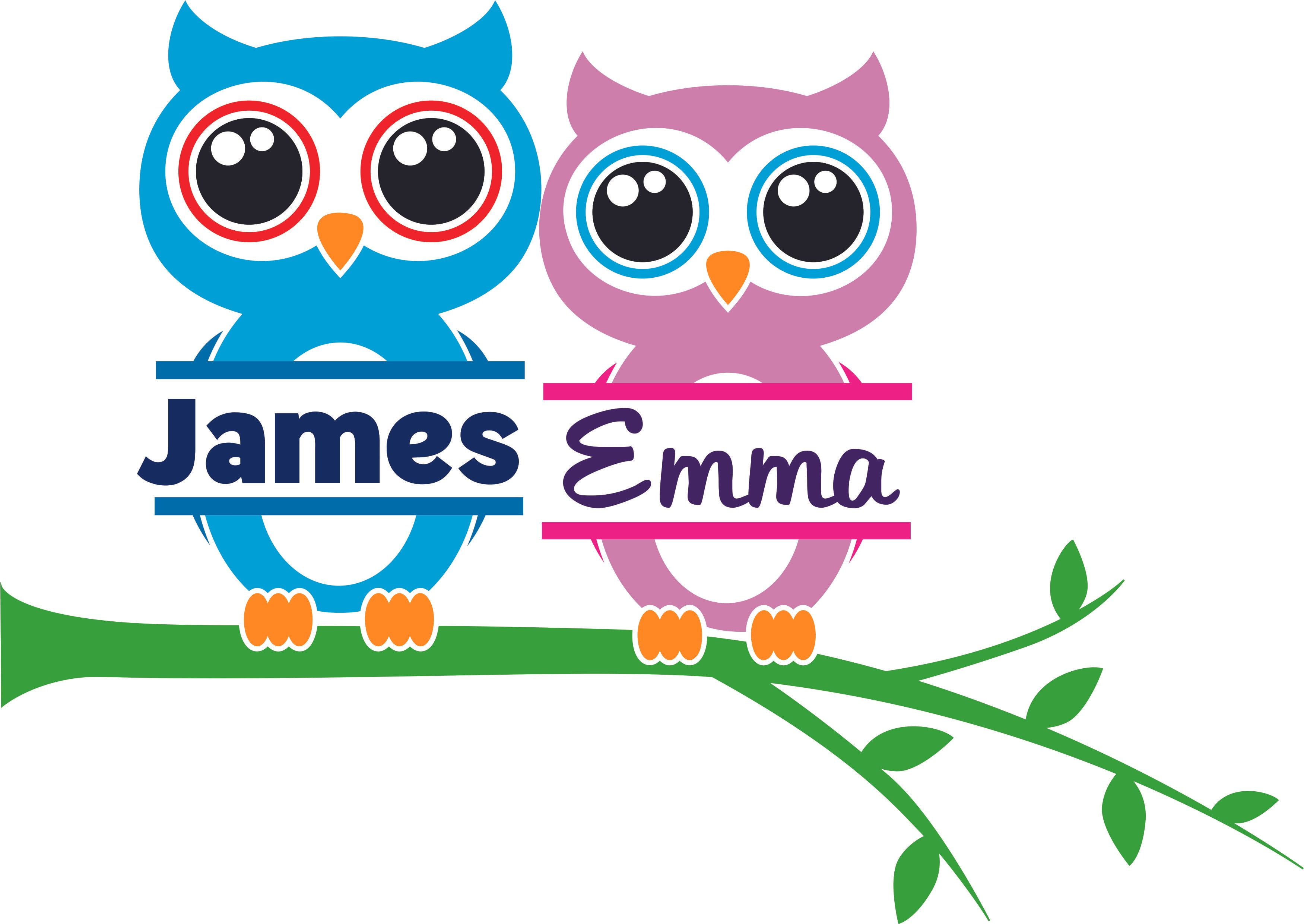 Owls on a Tree Bird Birds Owl Customized Wall Decal - Custom Vinyl Wall ...