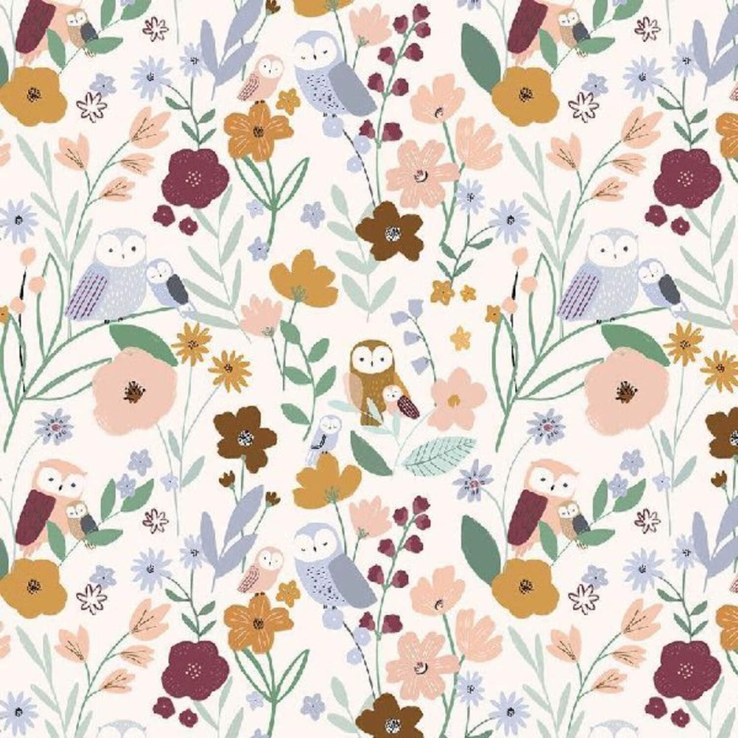 Owls Vanilla Cotton Fabric - Walmart.com