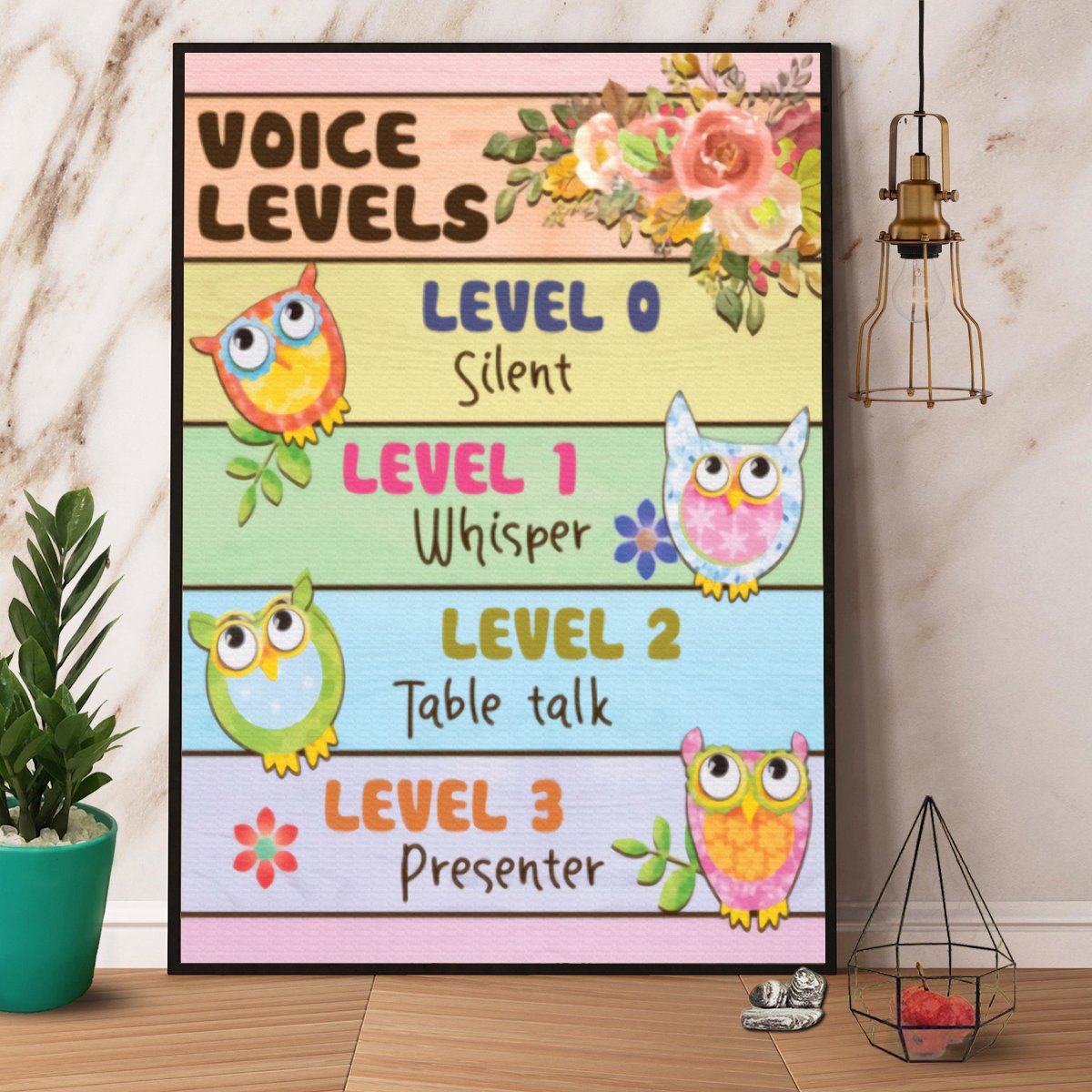 Owls Voice Levels Silent Whisper Table Talk Presenter Flowers Vintage ...