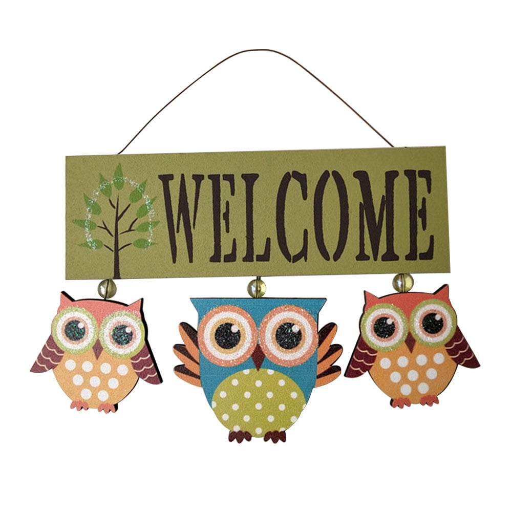 Owls Welcome Sign Wooden Hanging Welcome Door Sign for Porch Patio ...