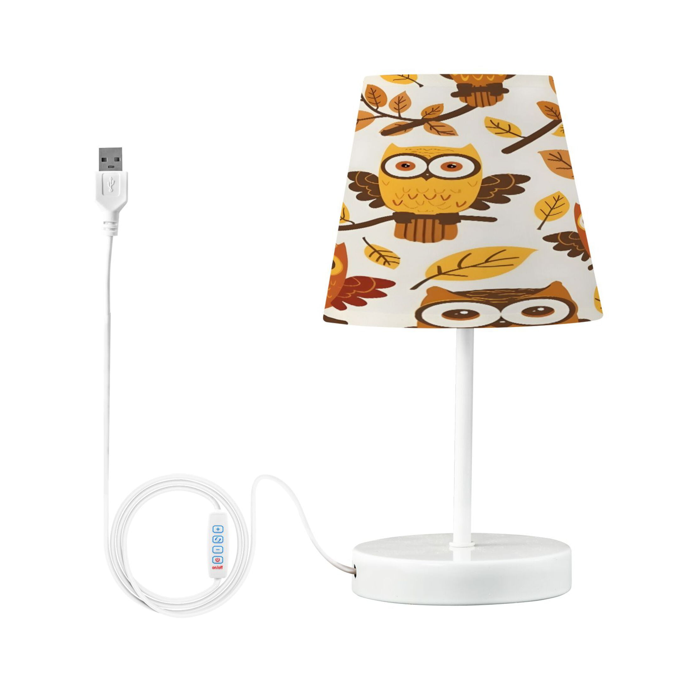 Owls and Fall Leaf Desk Lamp LED Table Nightstand Lamps with 3 Color ...