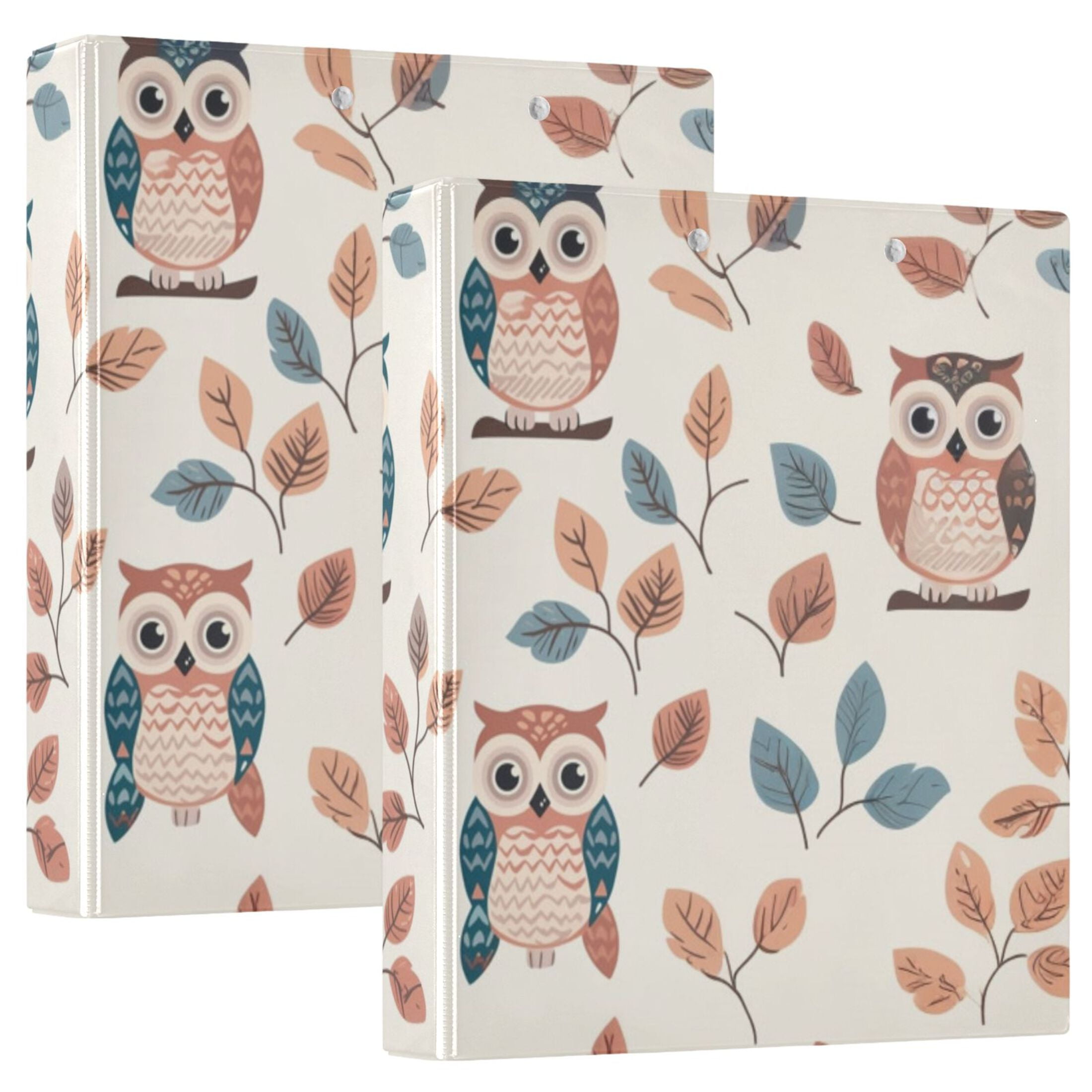 Owls and Leaves 3 Ring Hardcover Binders 1.5" Round Rings for Letter ...