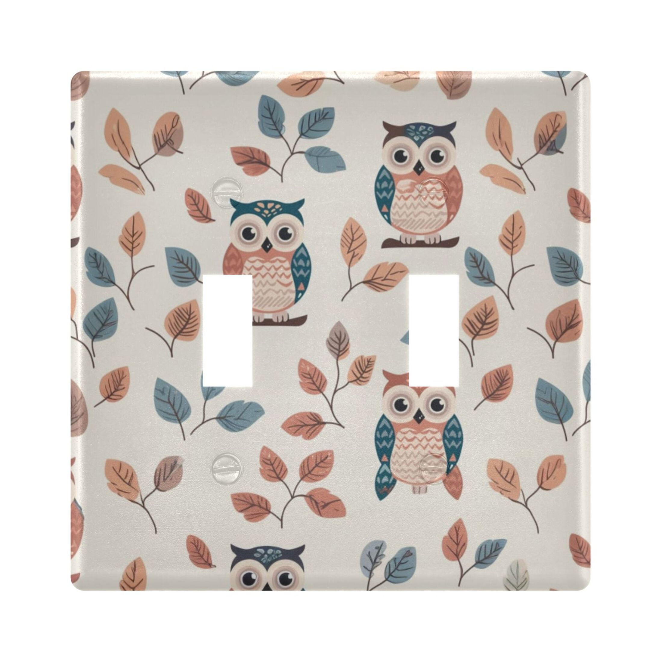 Owls and Leaves Light Switch Plate Covers 2 Gang Wall Plate Plastics ...