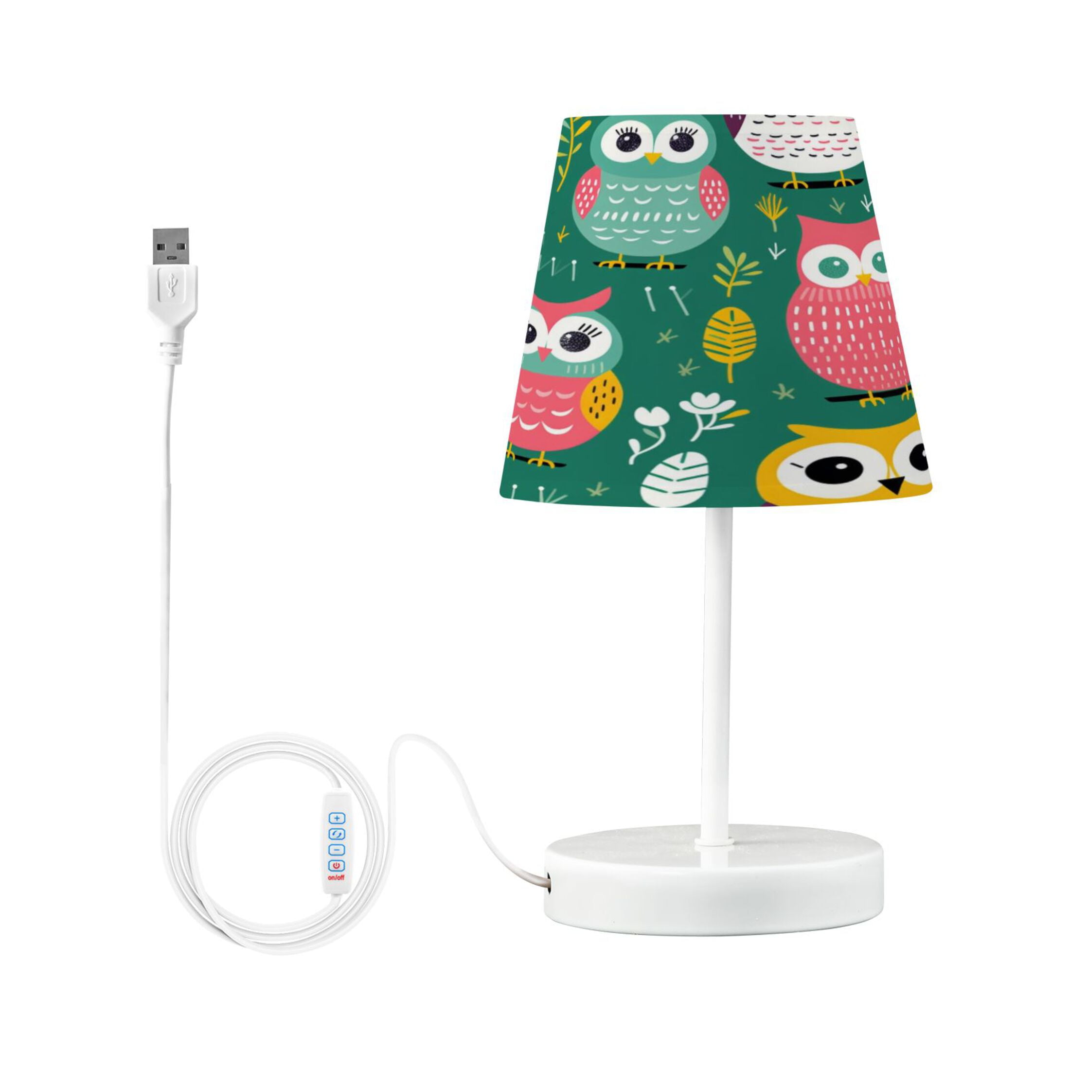 Owls and Plant Desk Lamp LED Table Nightstand Lamps with 3 Color ...