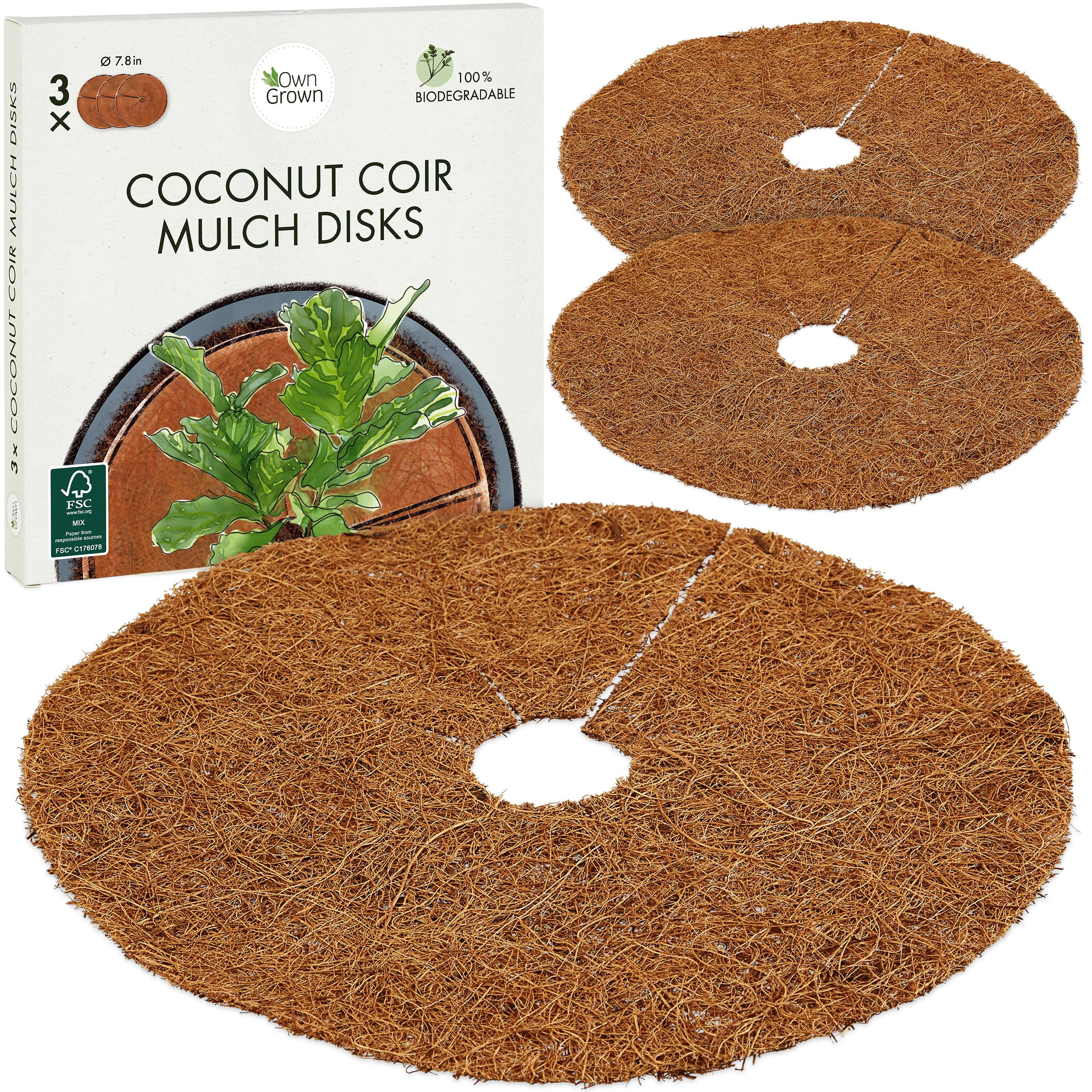 BeGreat Coconut Coir Mulch Discs with Air Permeable, Weather Resistant ...