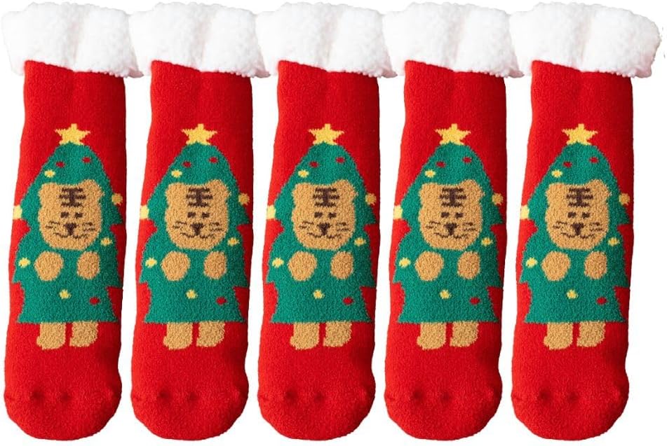 OwnShow 5/10 Packs Fuzzy Slipper Socks For Women Thickned High Leg ...