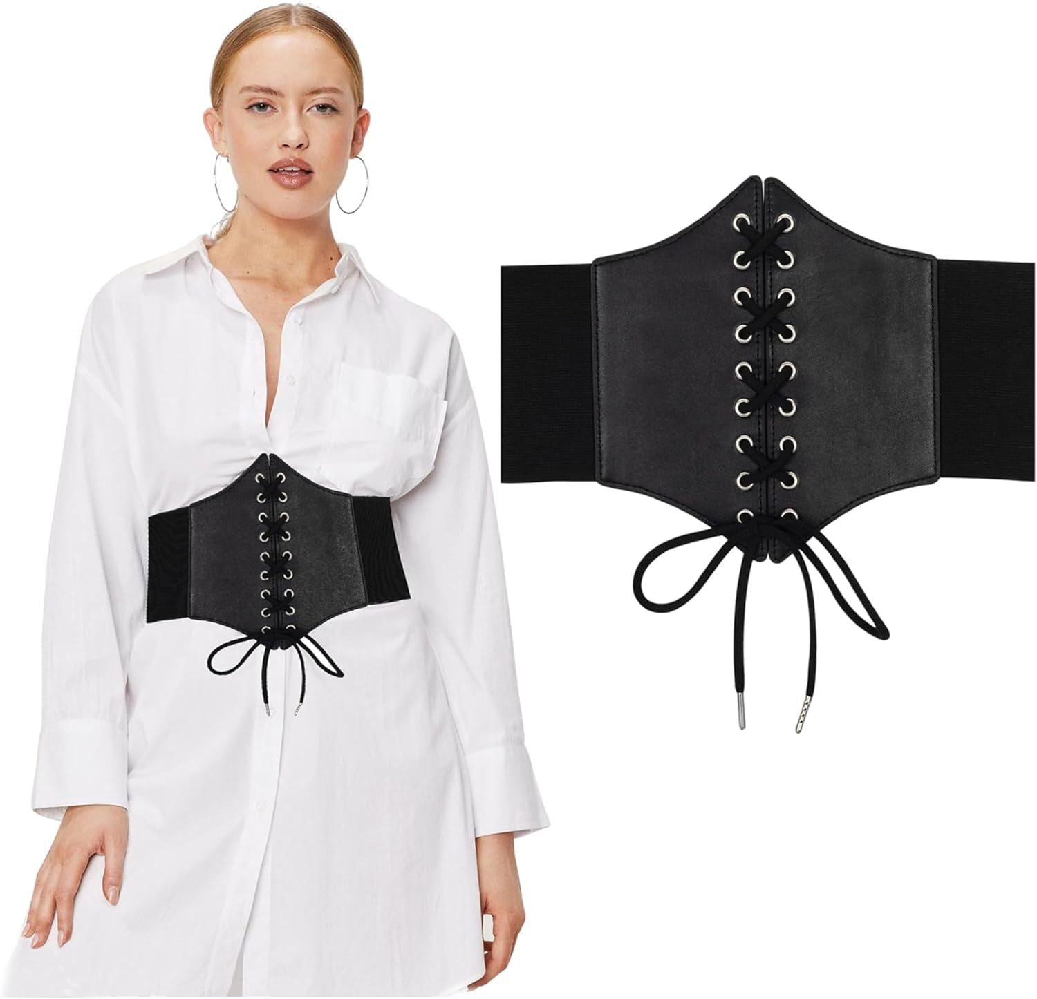 OwnShow Women Girls Lace-up Cinch Belt Elastic Tied Corset Waist Belt ...