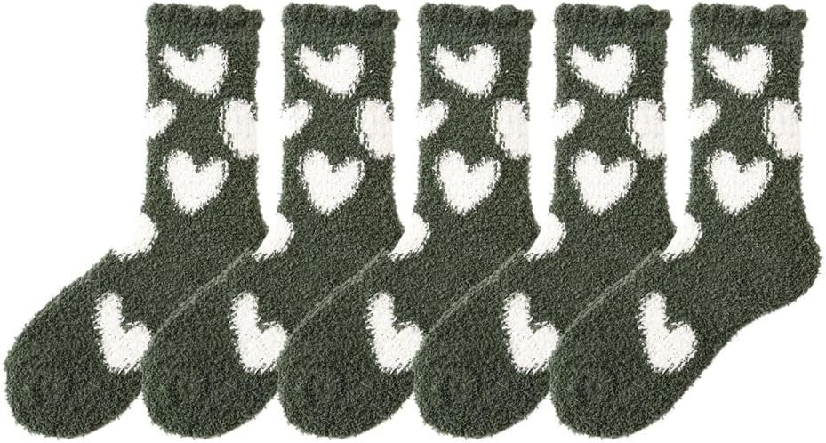 OwnShow Women's Coral Fleecce Slipper Socks 5/10 Packs Fluffy Lint-Free ...
